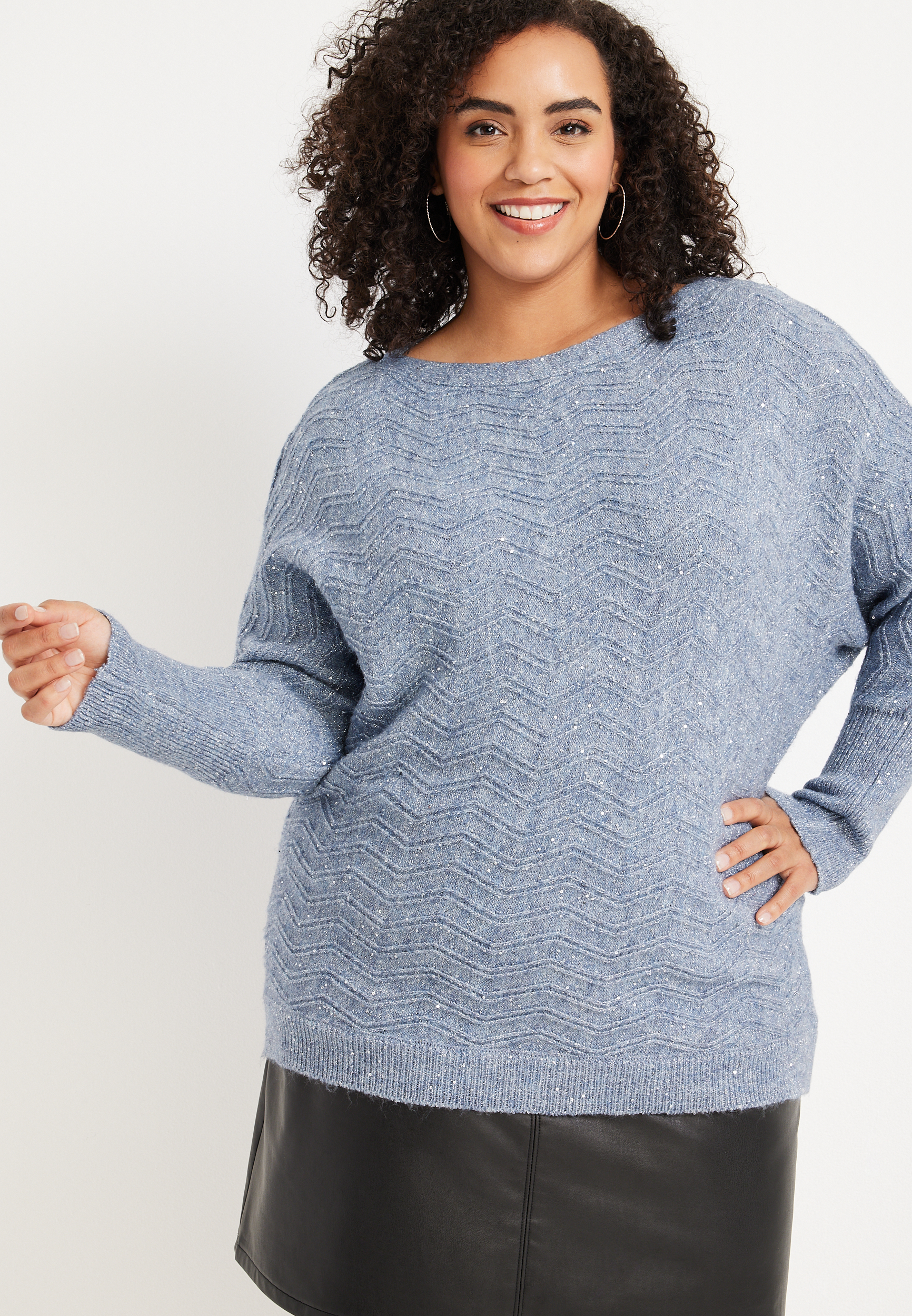 Plus Size Sequin Dolman Sweater | maurices