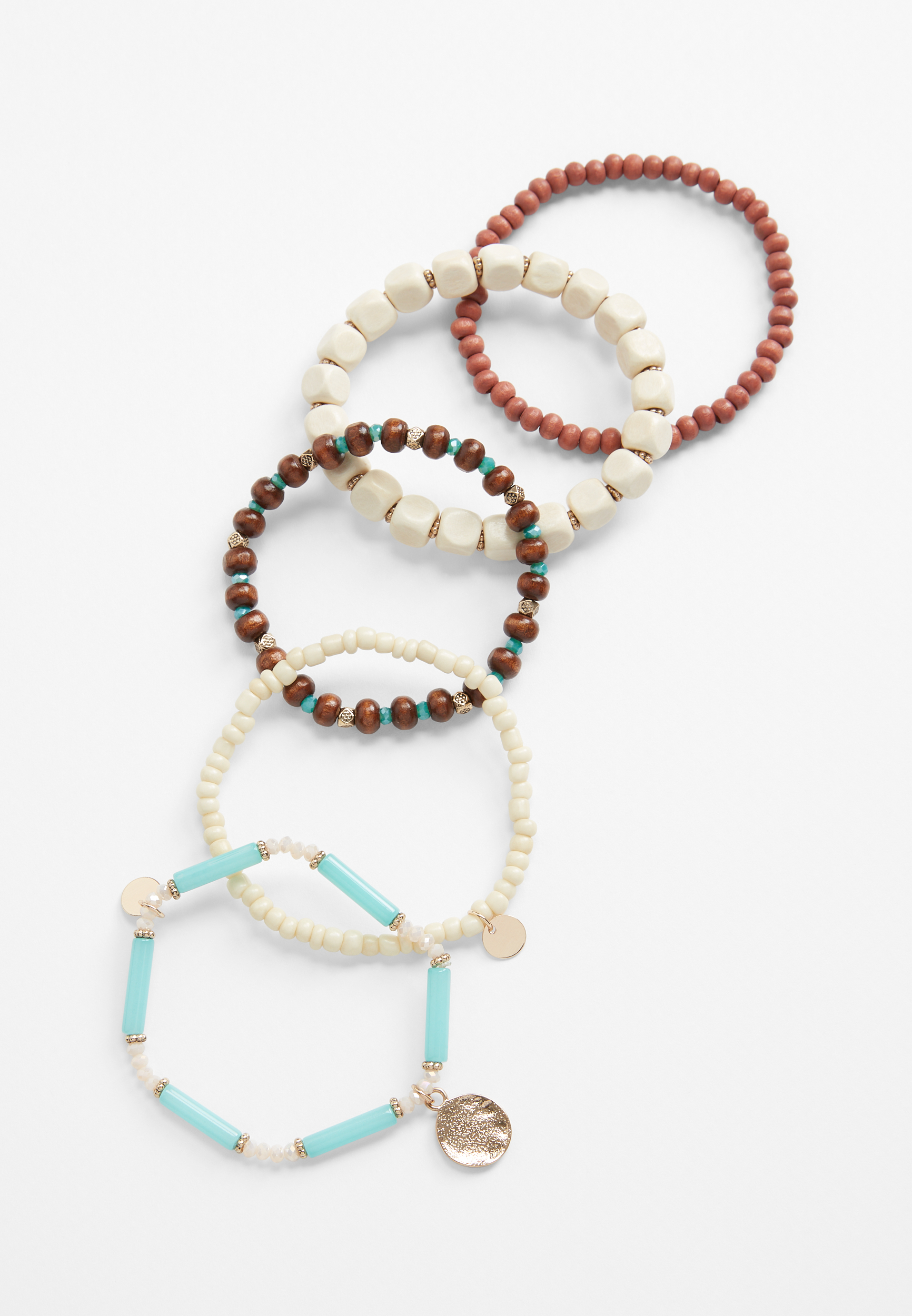 5 Piece Wooden Beaded Stretch Bracelet Set Maurices