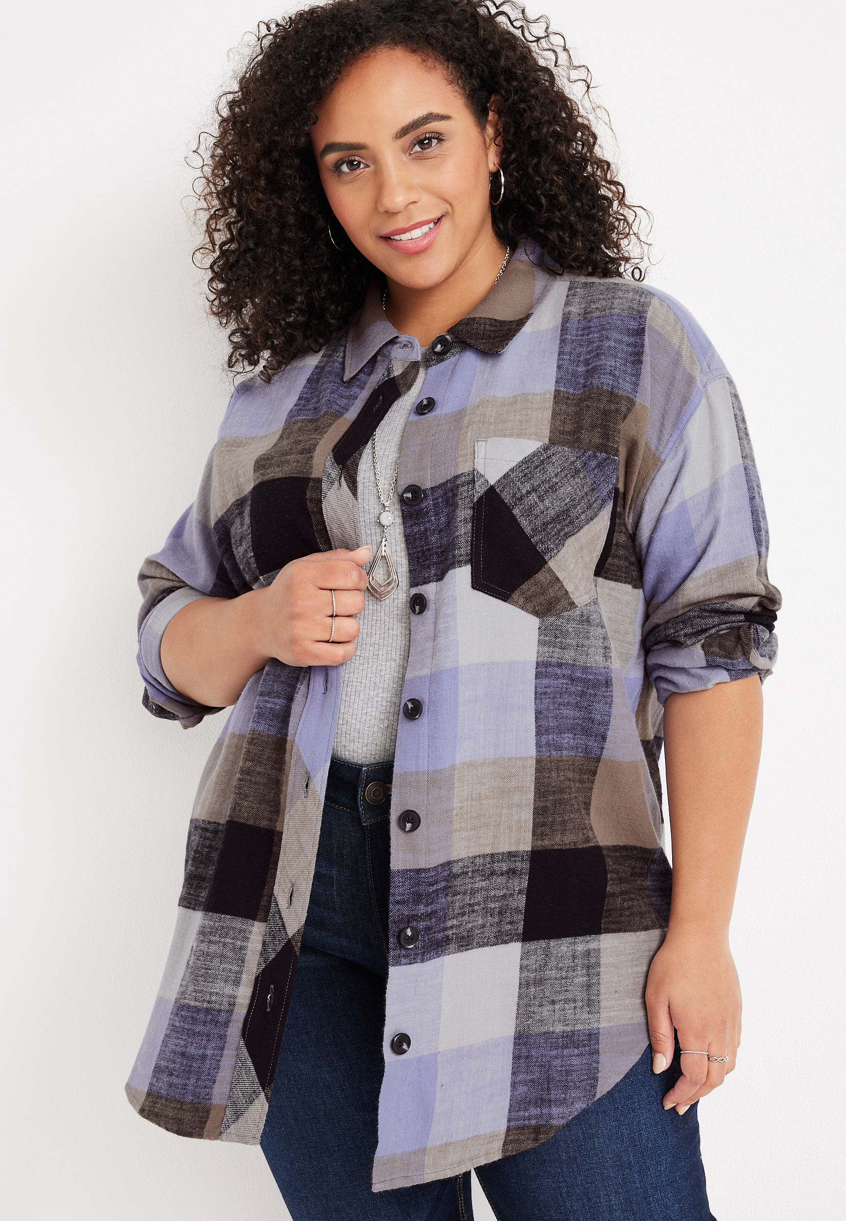 Plus Size Cabin Plaid Boyfriend Button Down Shirt | maurices