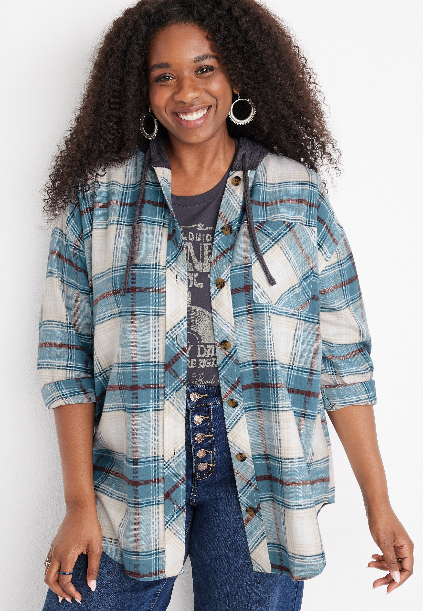 Plus Size Cabin Plaid Boyfriend Button Down Shirt | maurices