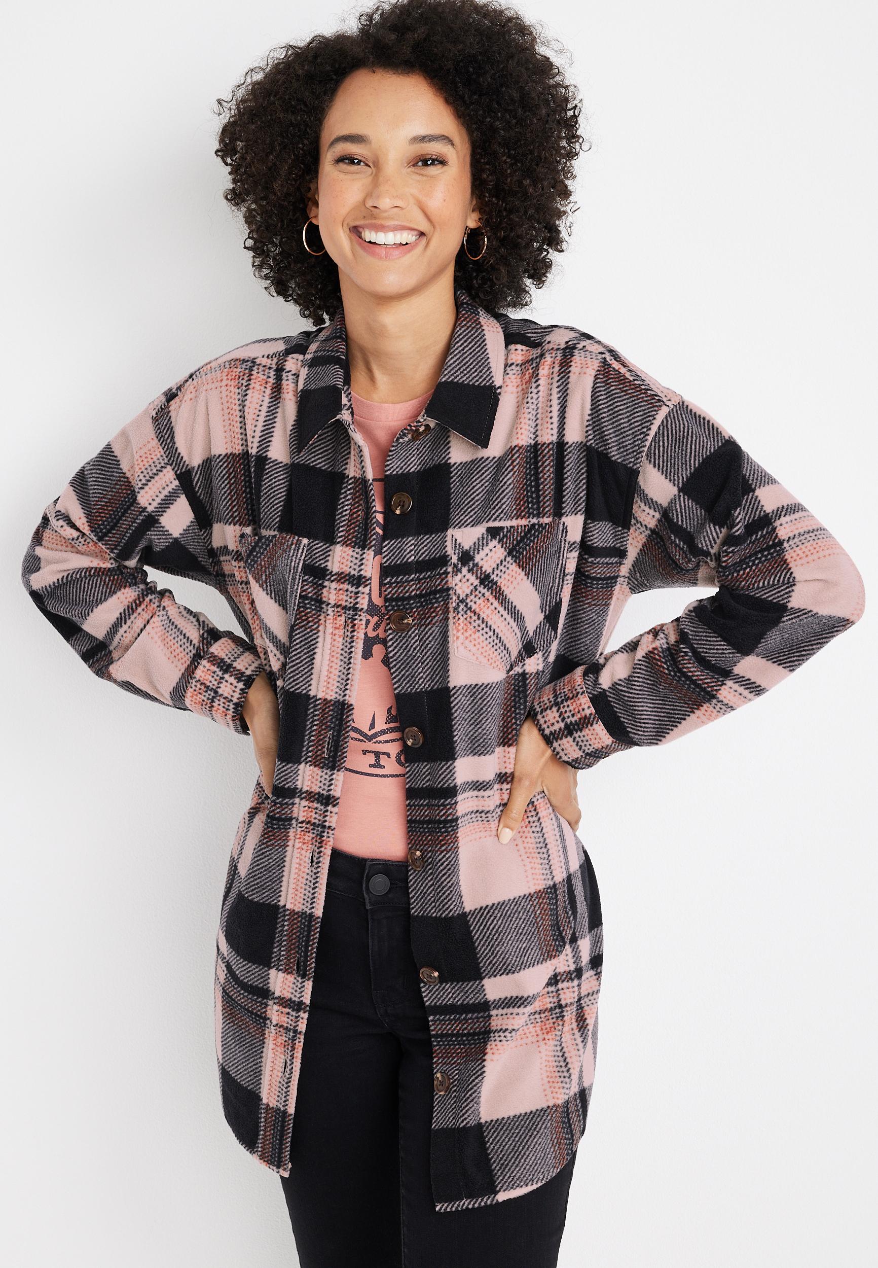 Plaid Fleece Shacket | maurices
