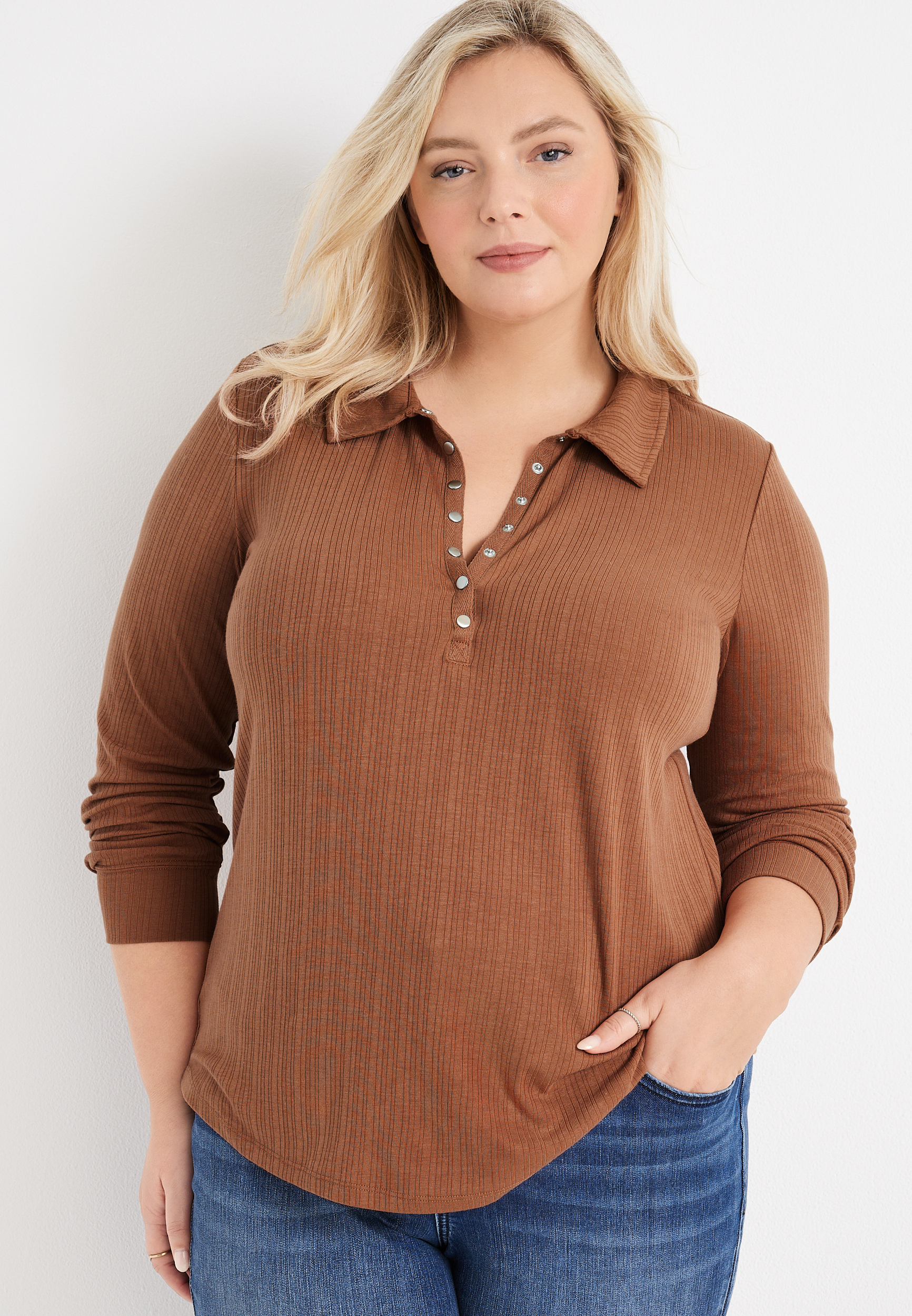 Plus Size Heartland Henley Top Maurices