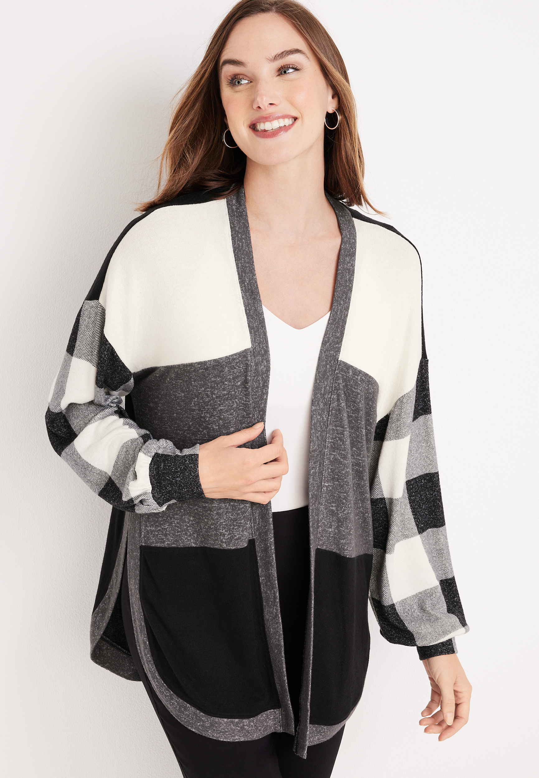 Black Colorblock Cardigan | maurices