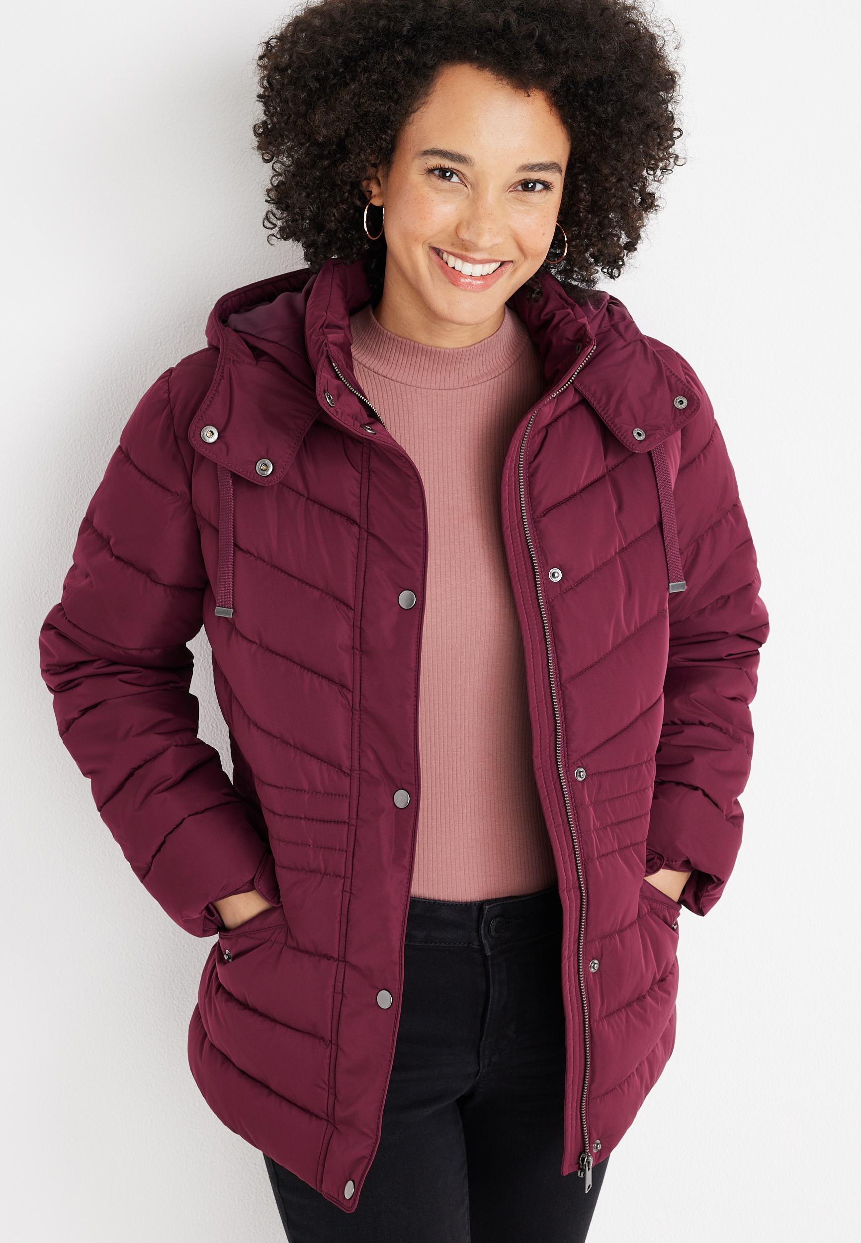 Cinched Waist Puffer Coat Maurices