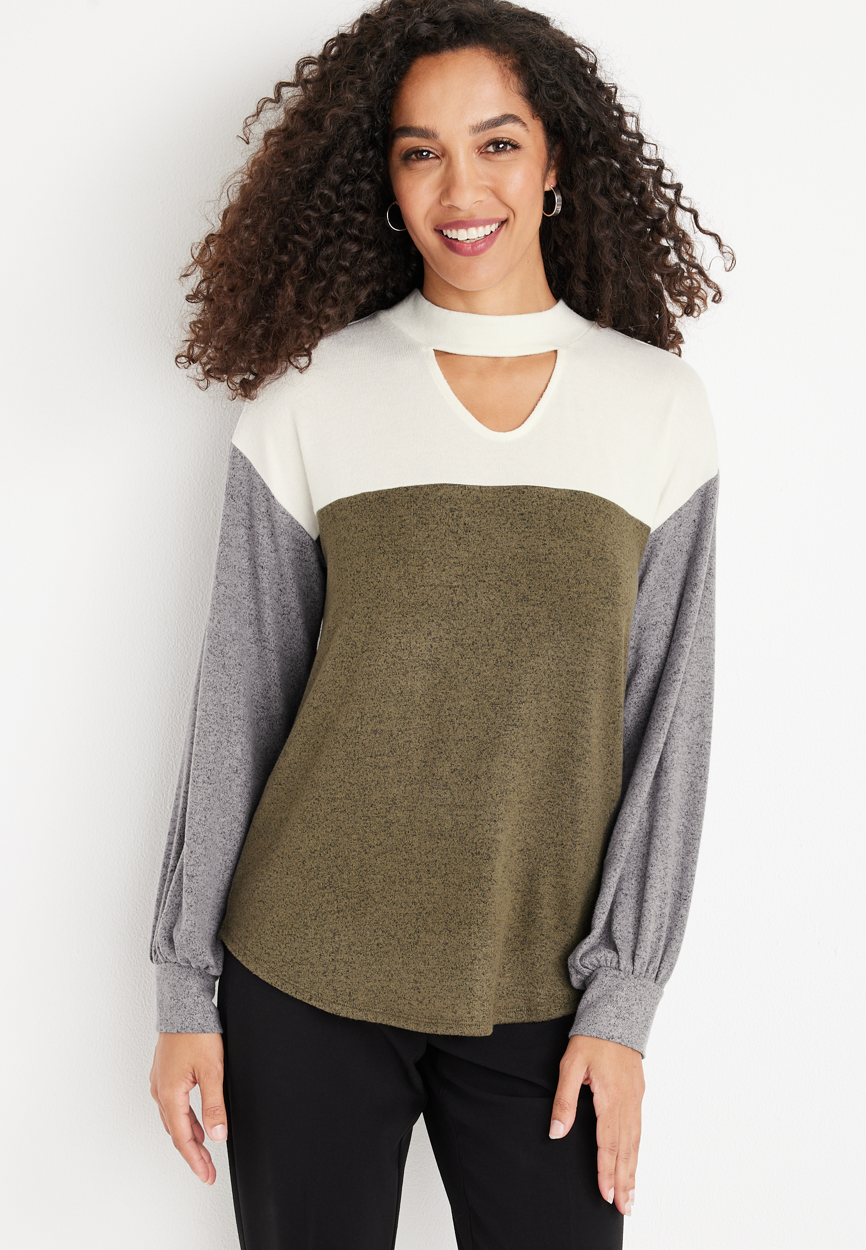 Colorblock Cut Out Mixer Tee | maurices