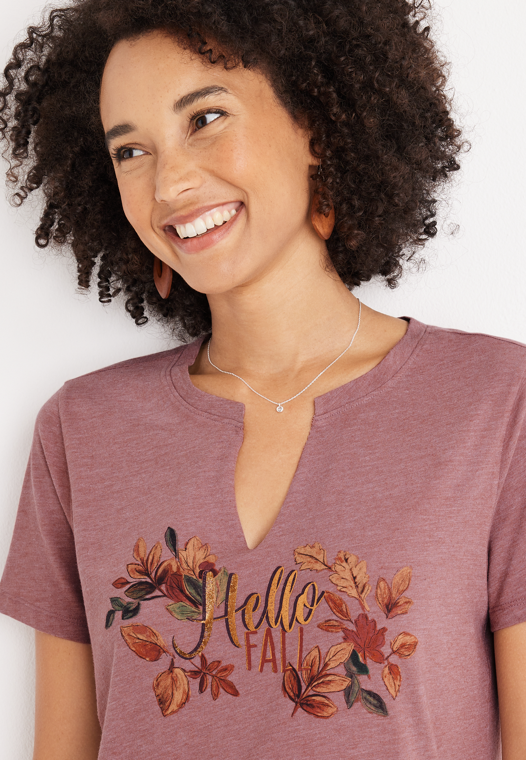 HFS Hello Fall Notch Neck Graphic Tee | maurices