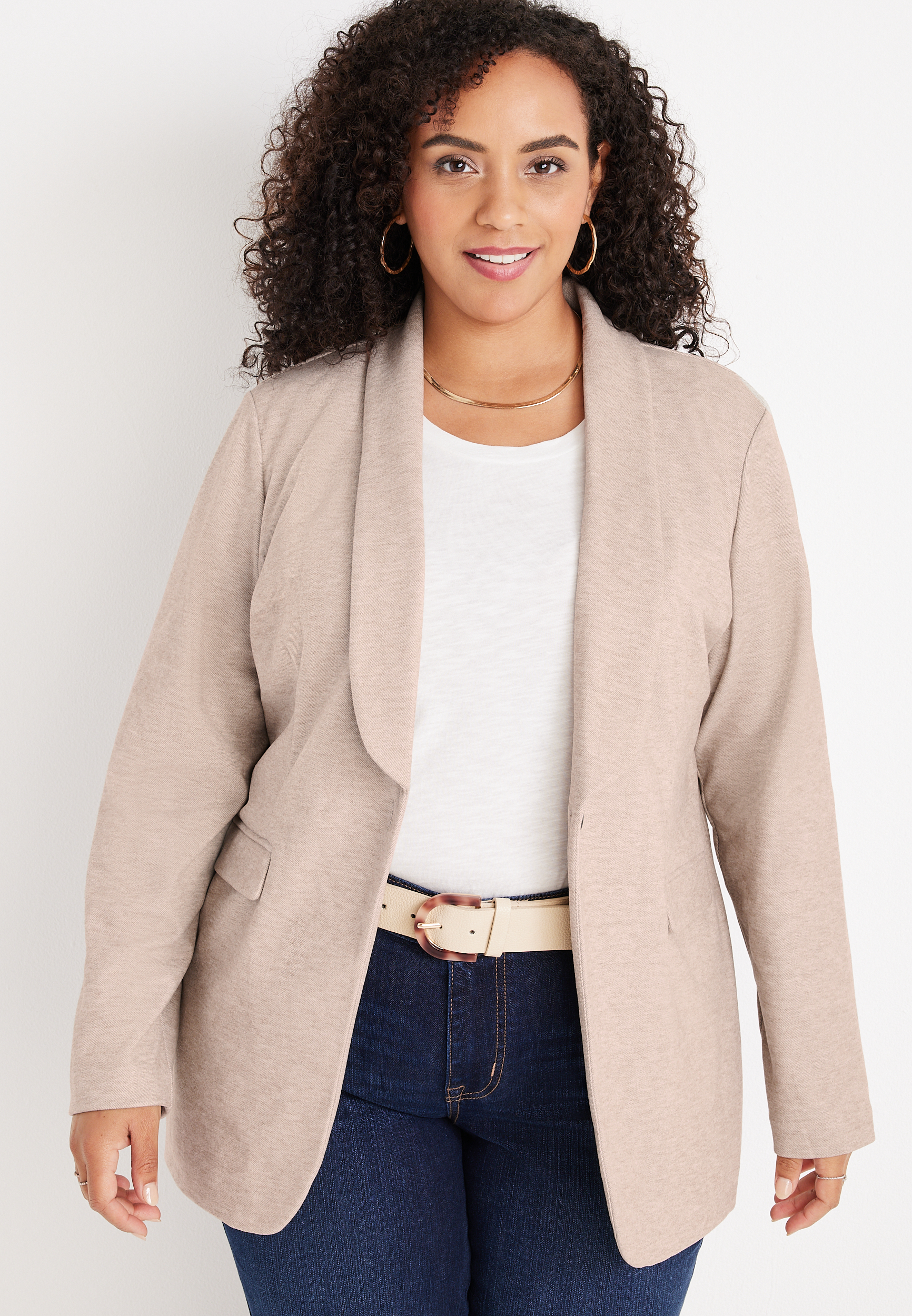 Plus Size Twill Blazer Maurices