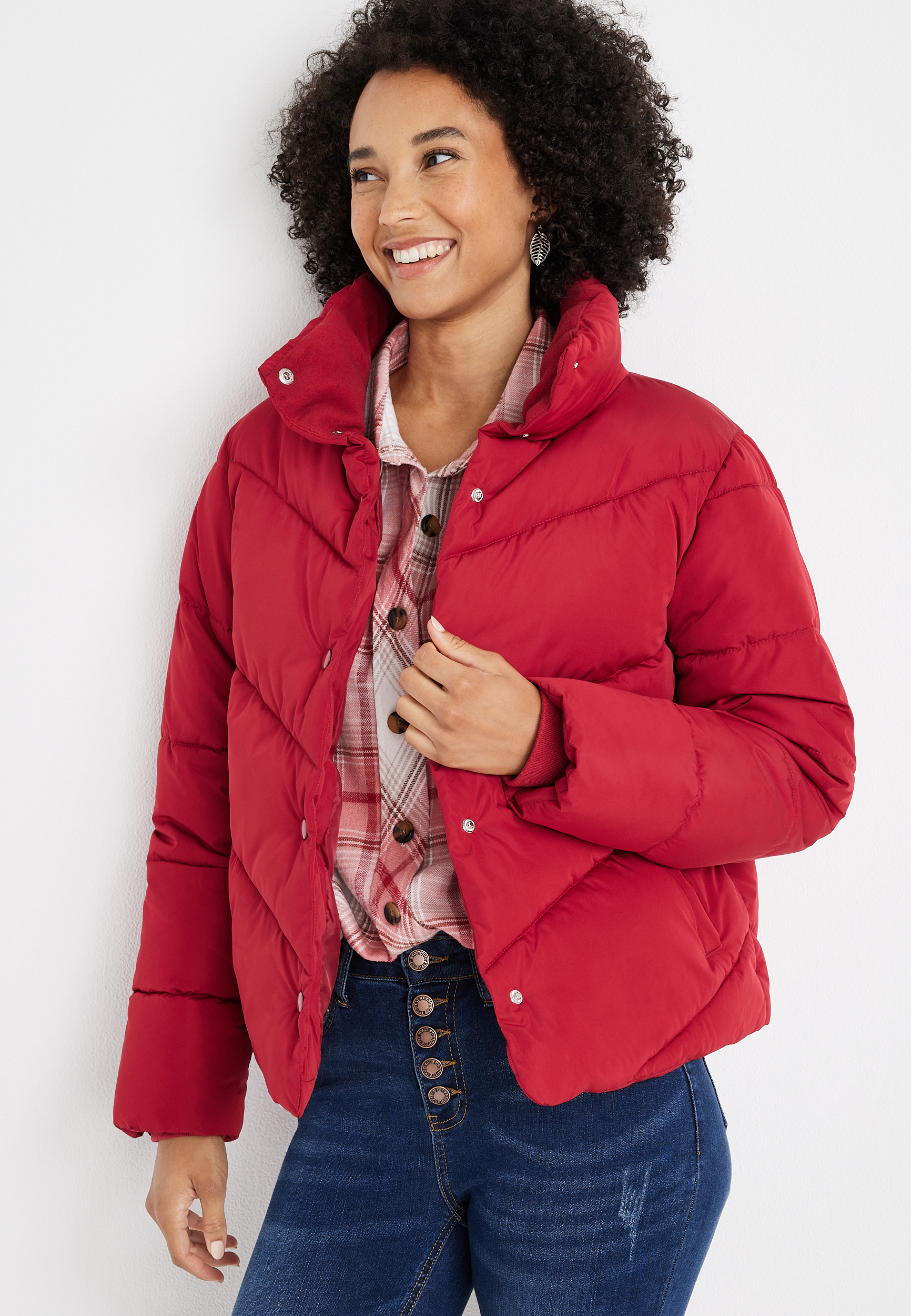 Red Short Puffer Coat | maurices