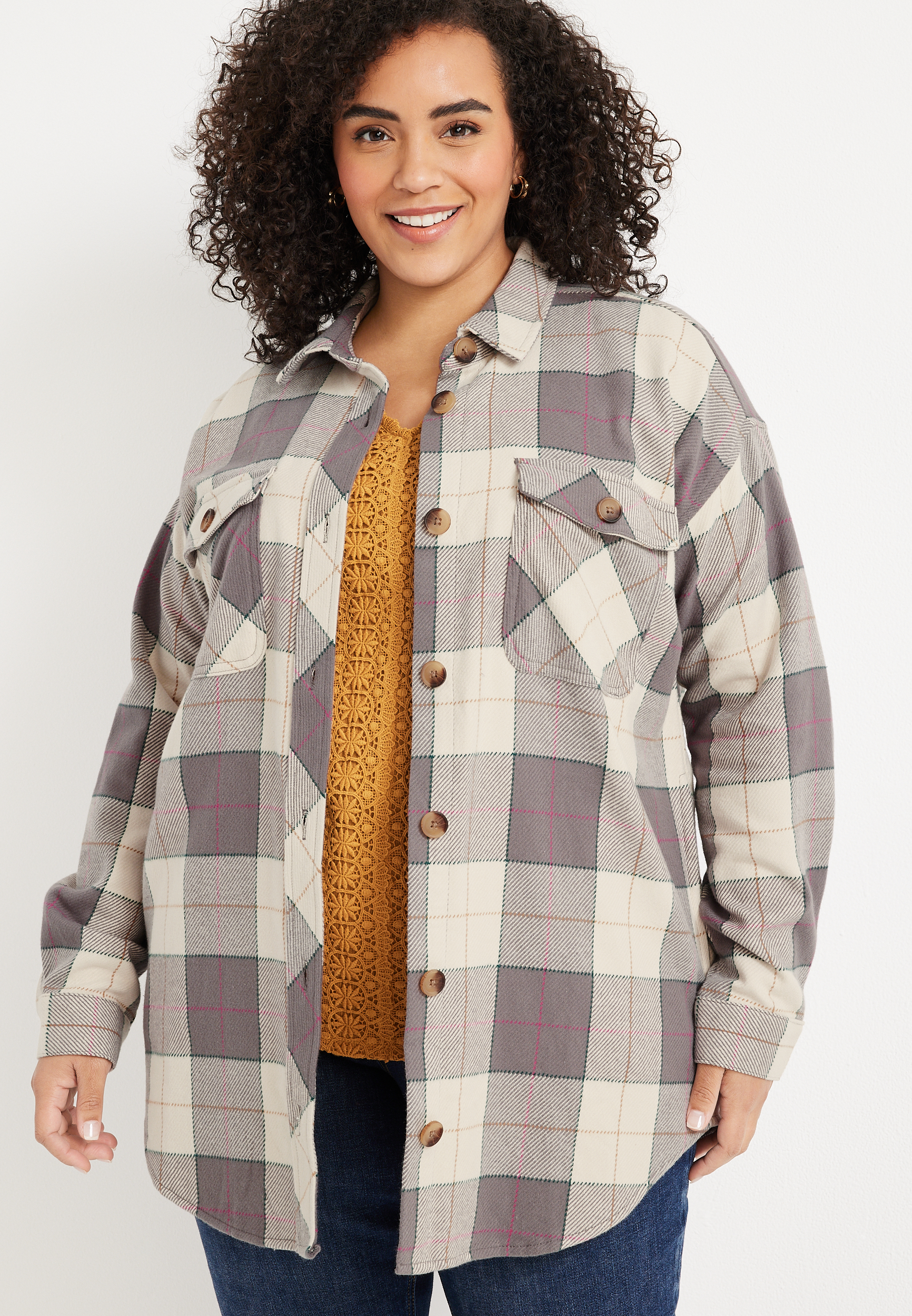 Plus Size Plaid Shacket | maurices