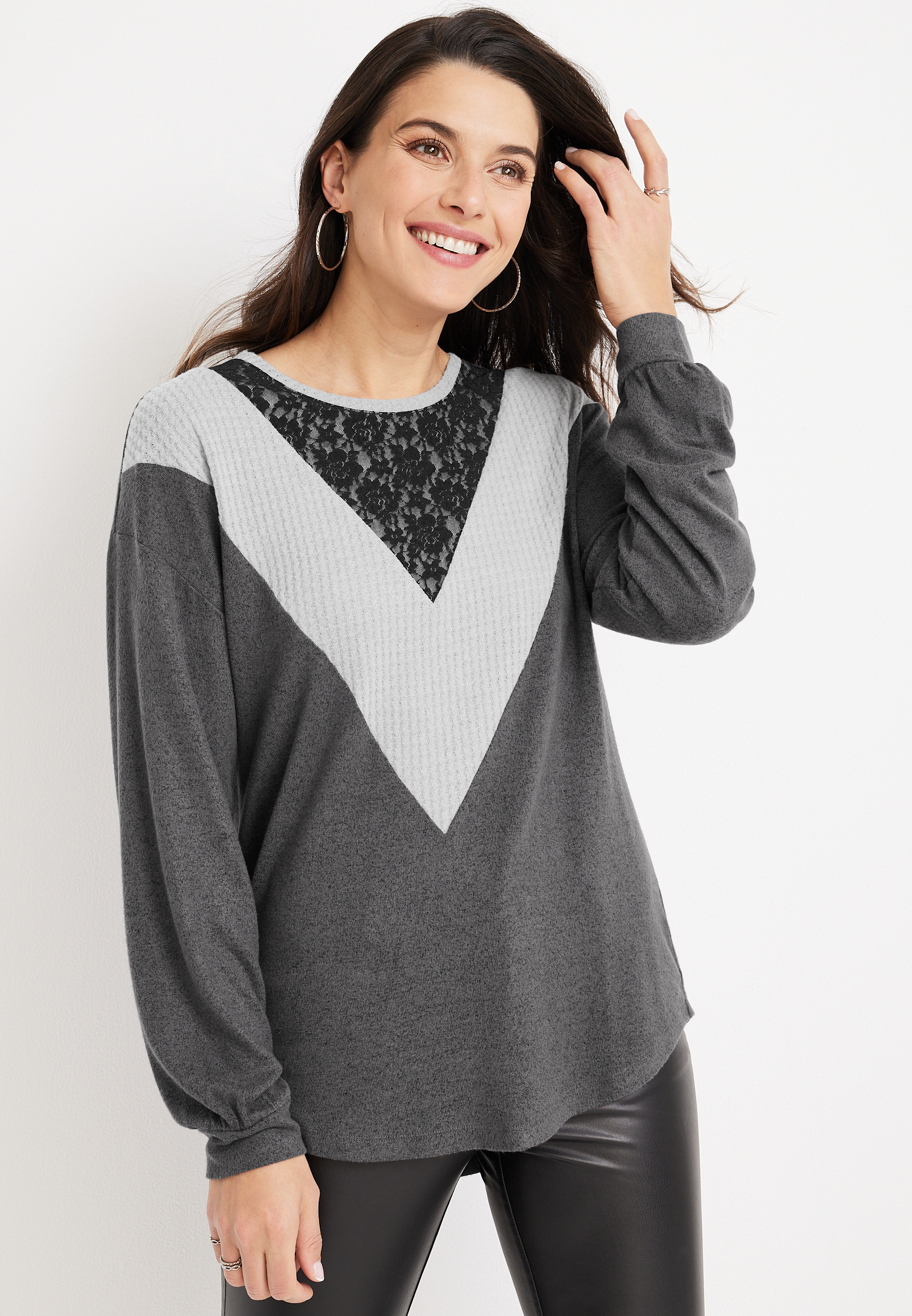 Chevron Colorblock Mixer Tee | maurices
