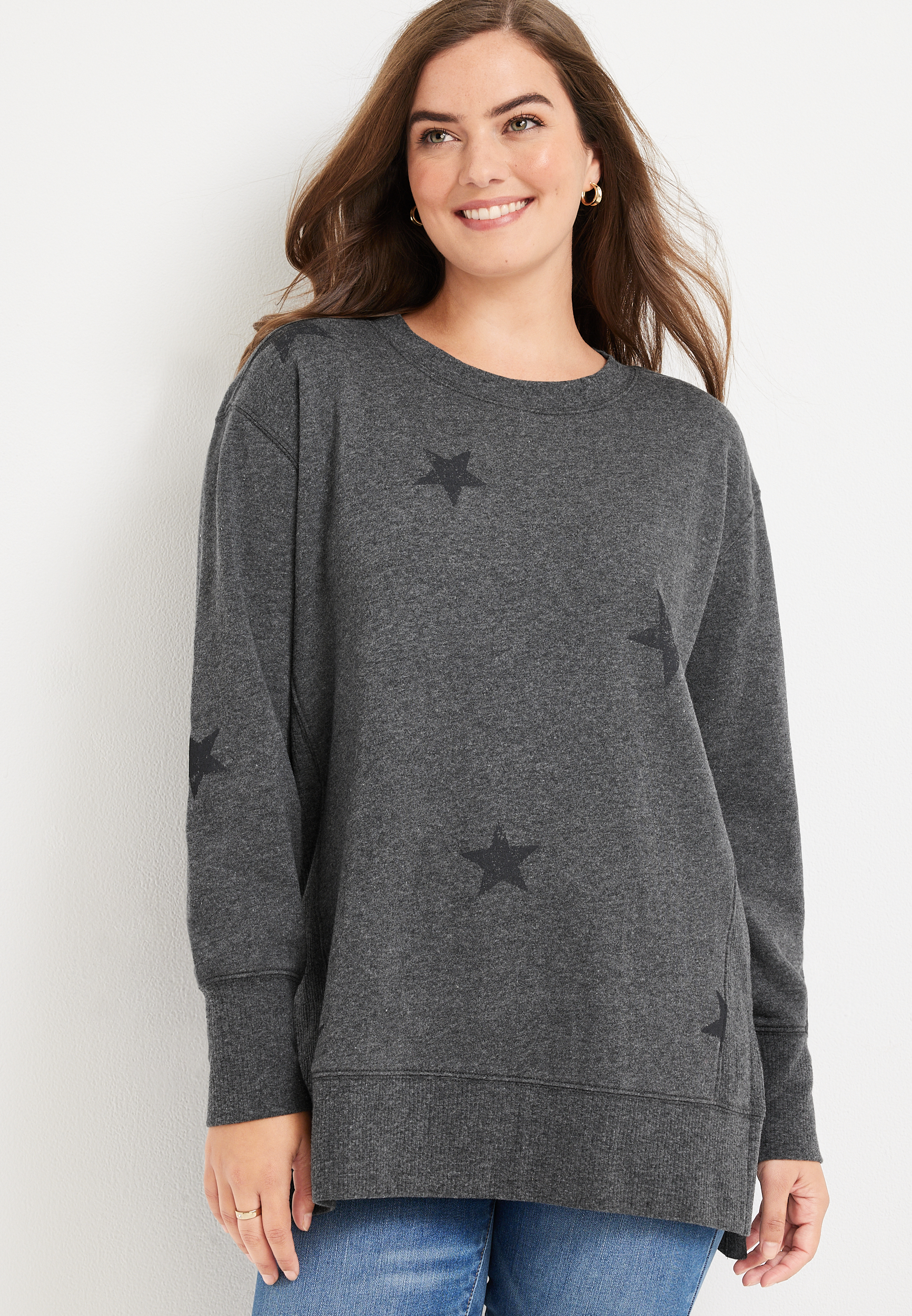 Willowsoft Star Crew Neck Fleece Sweatshirt | maurices