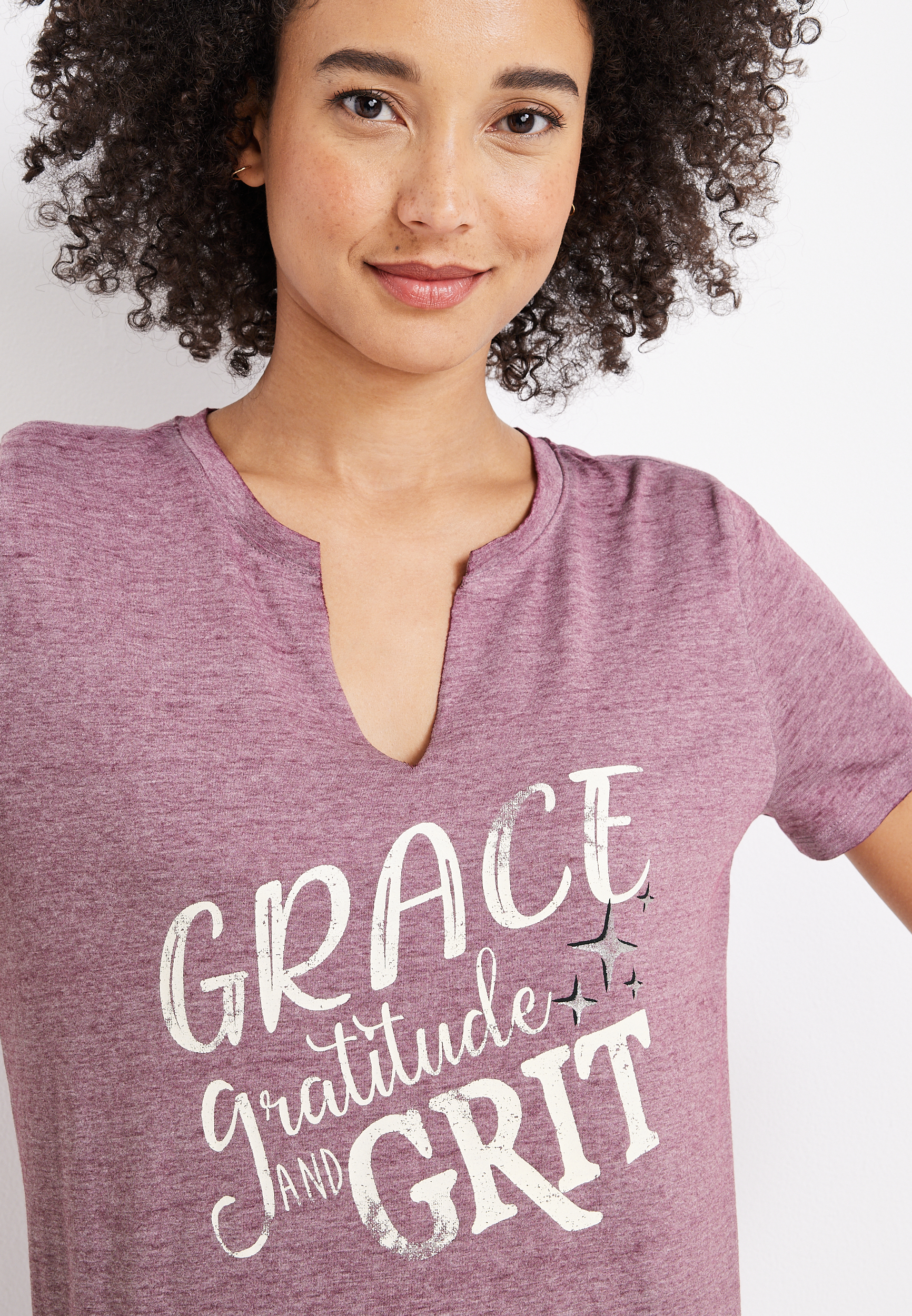 Grace Notch Neck Graphic Tee | maurices