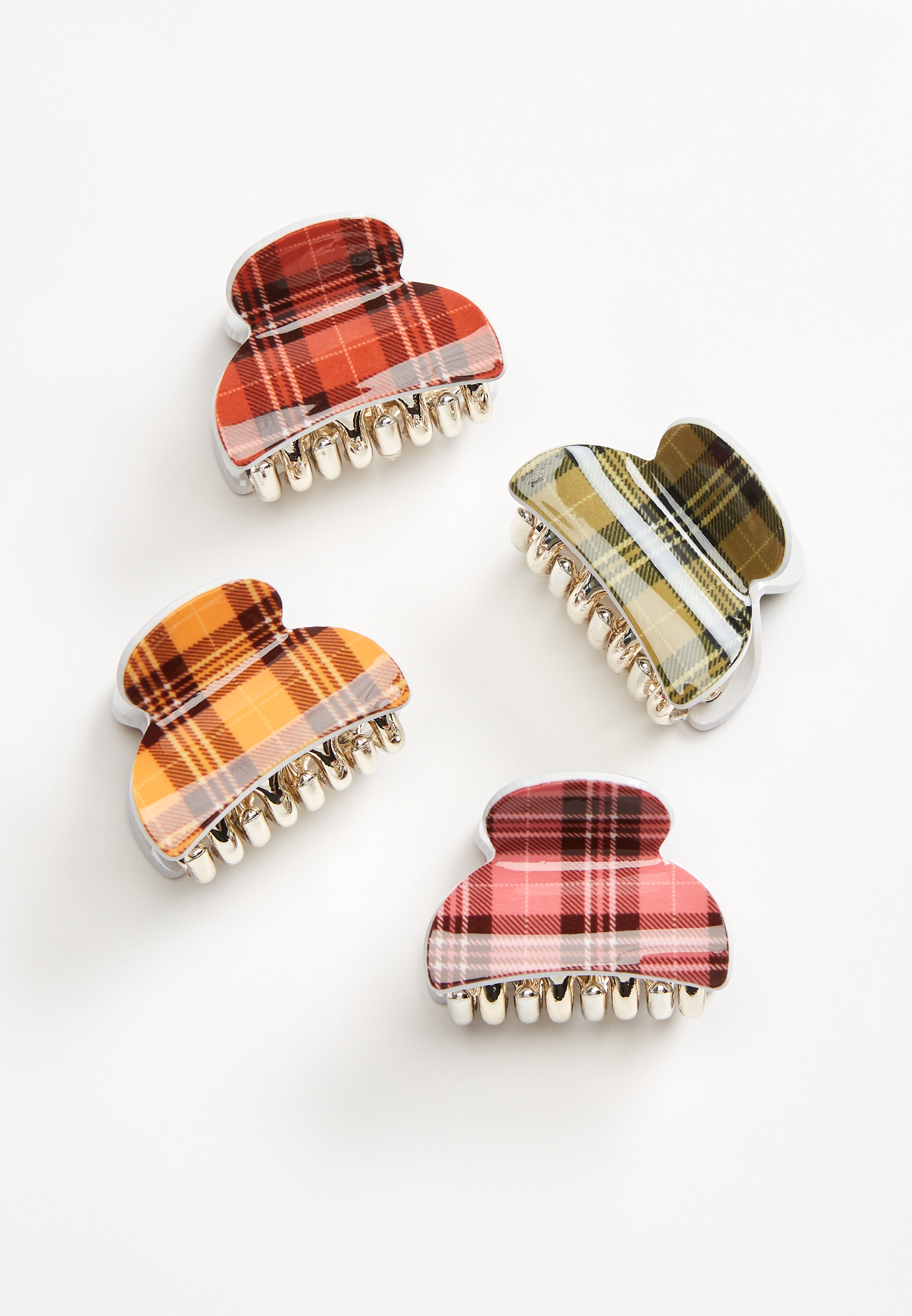 Girls 4 Pack Plaid Mini Claw Hair Clips | maurices
