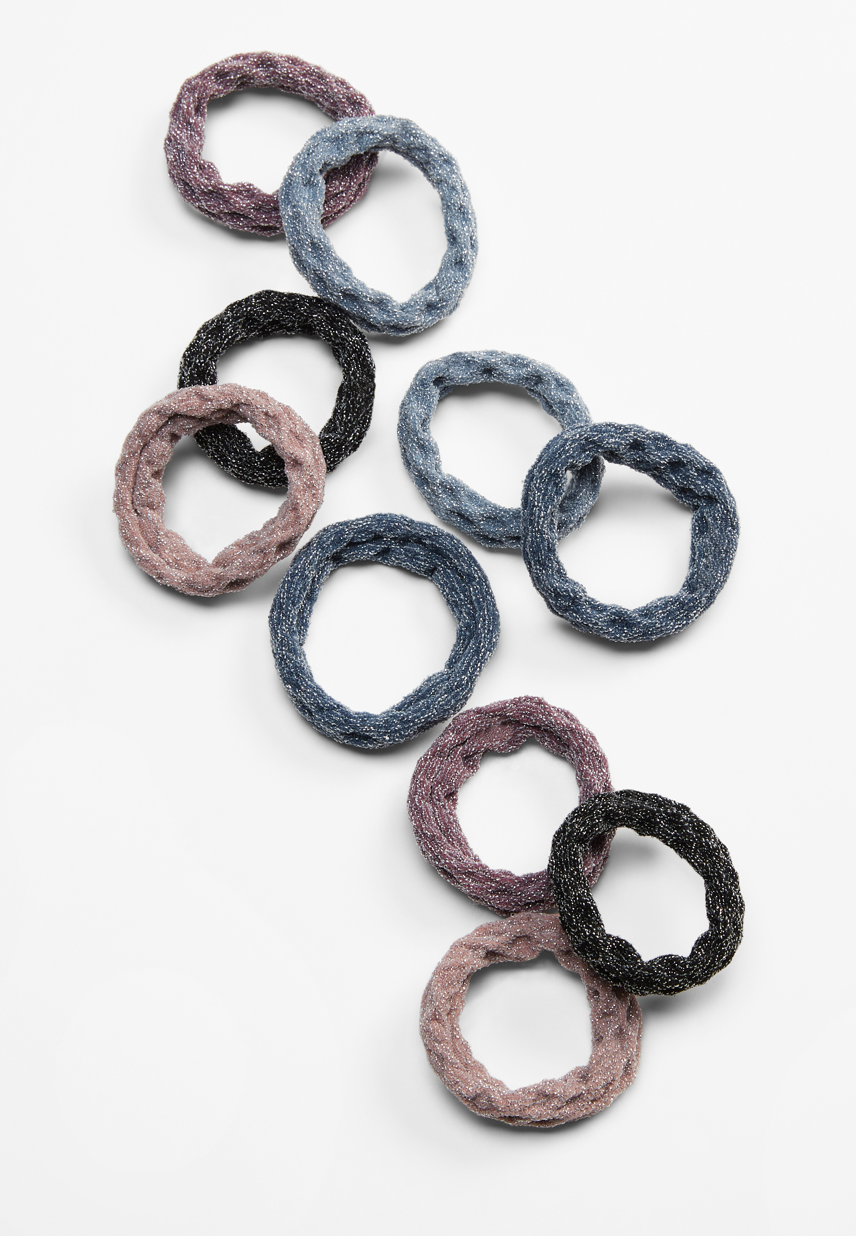 10 Pack Seamless Shimmer Hair Tie Set | maurices