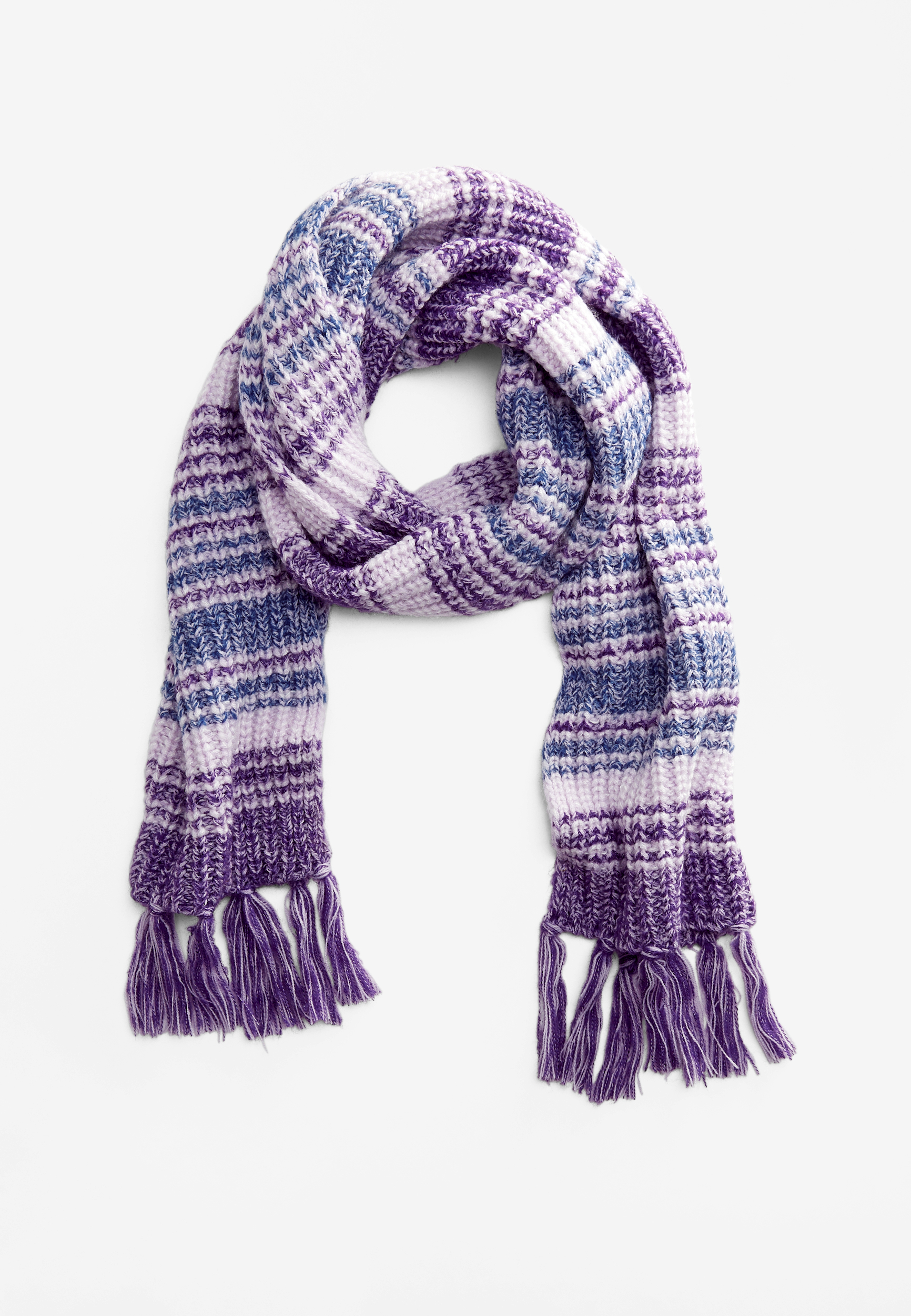 Girls Knit Purple Striped Scarf | maurices