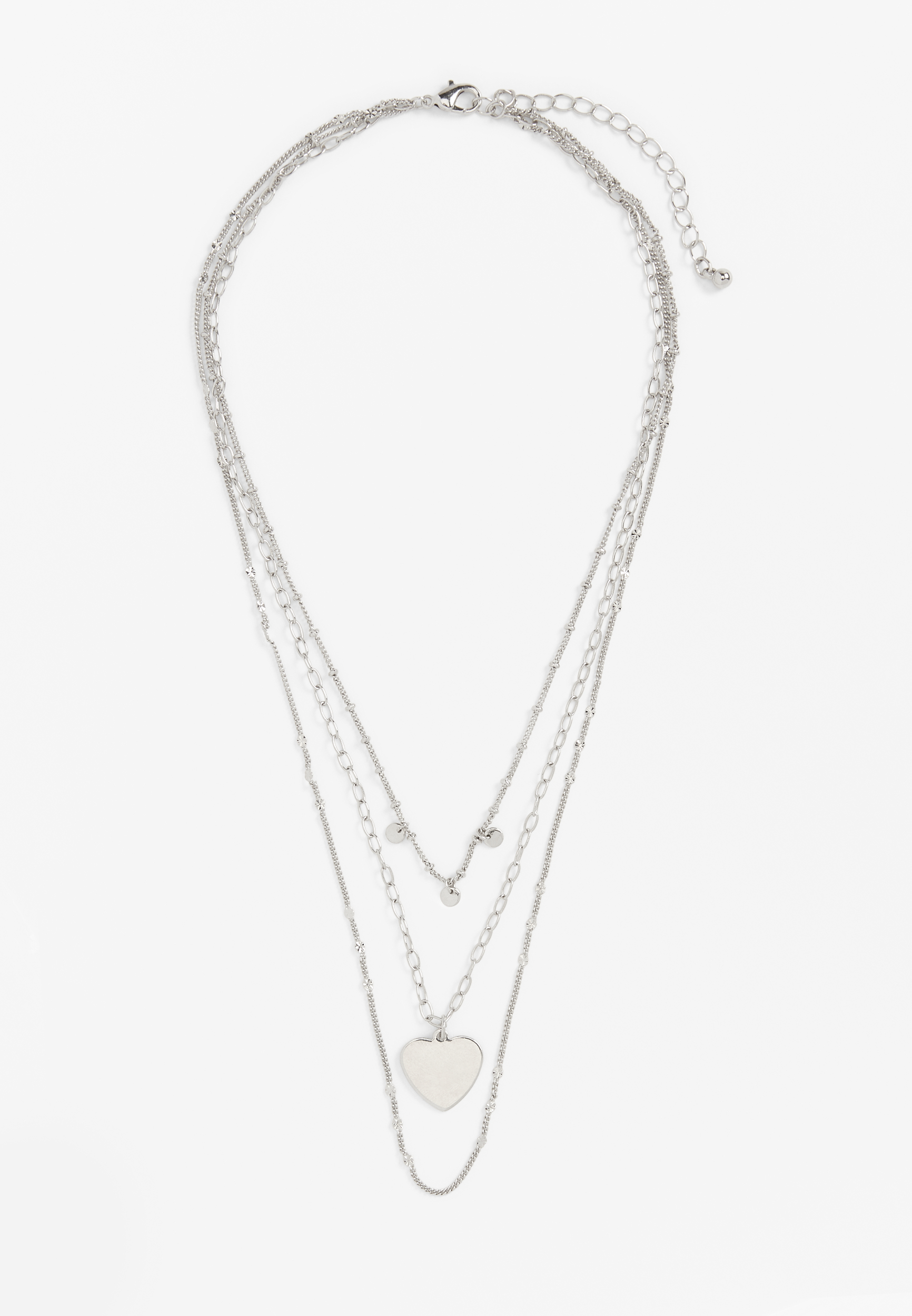Silver Heart Layered Necklace | maurices