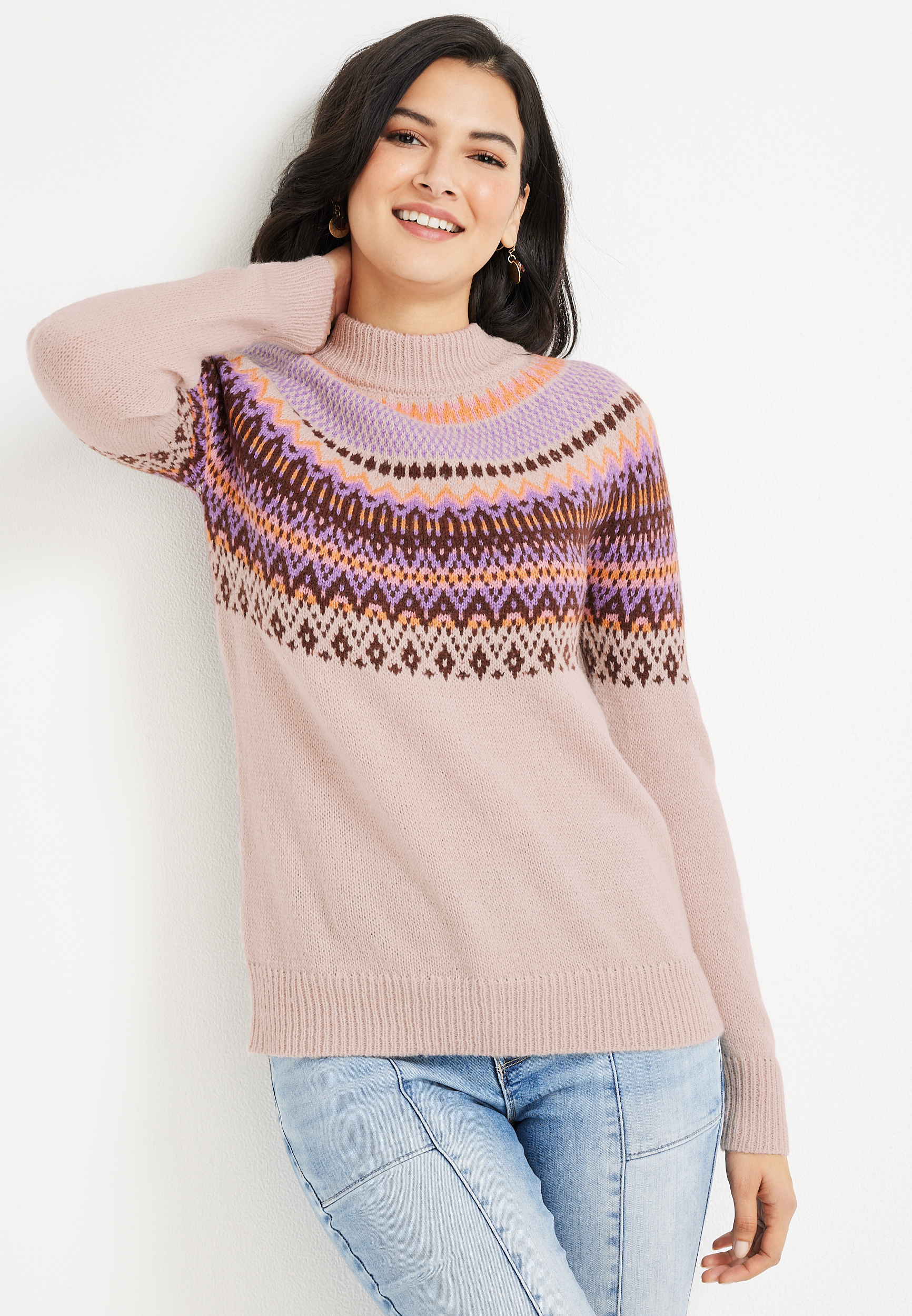 Fair Isle Mock Neck Sweater | maurices