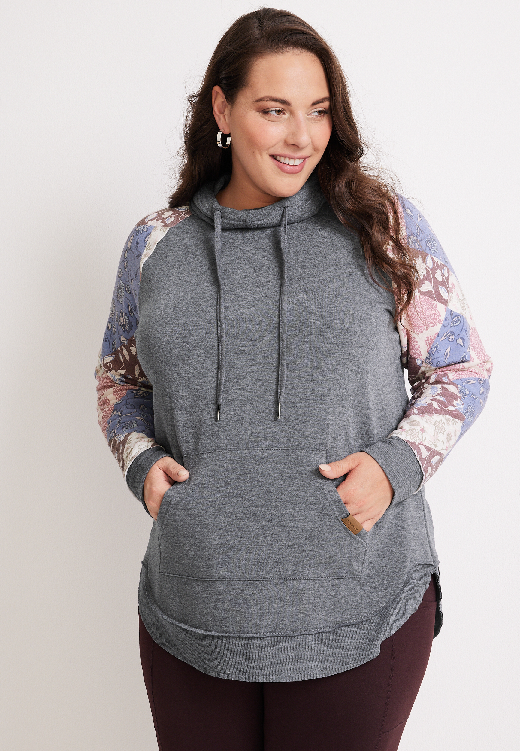 Plus Size Harmony Patchwork Sleeve Hoodie | maurices
