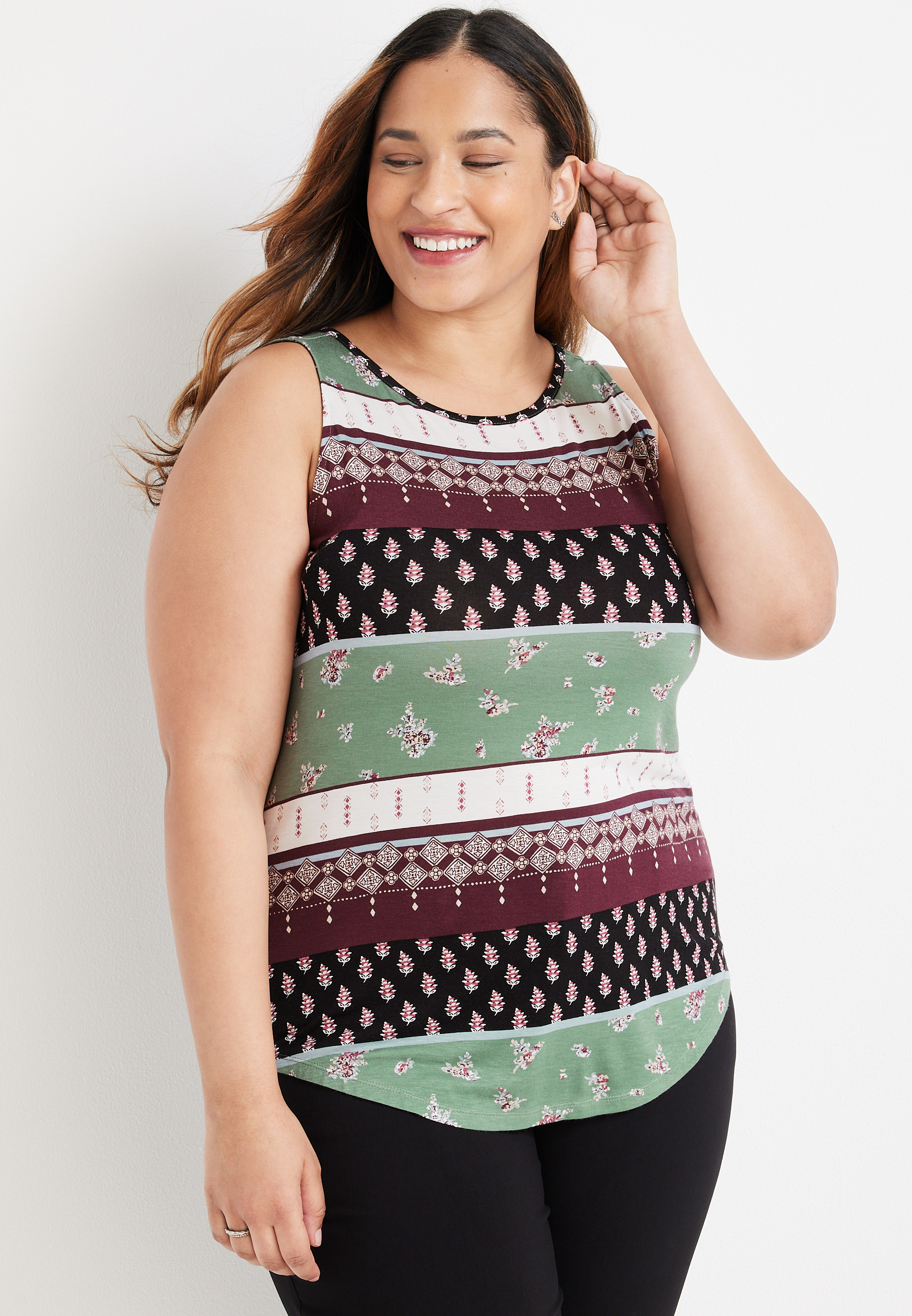 Plus Size 24/7 Mara High Neck Tank Top | maurices