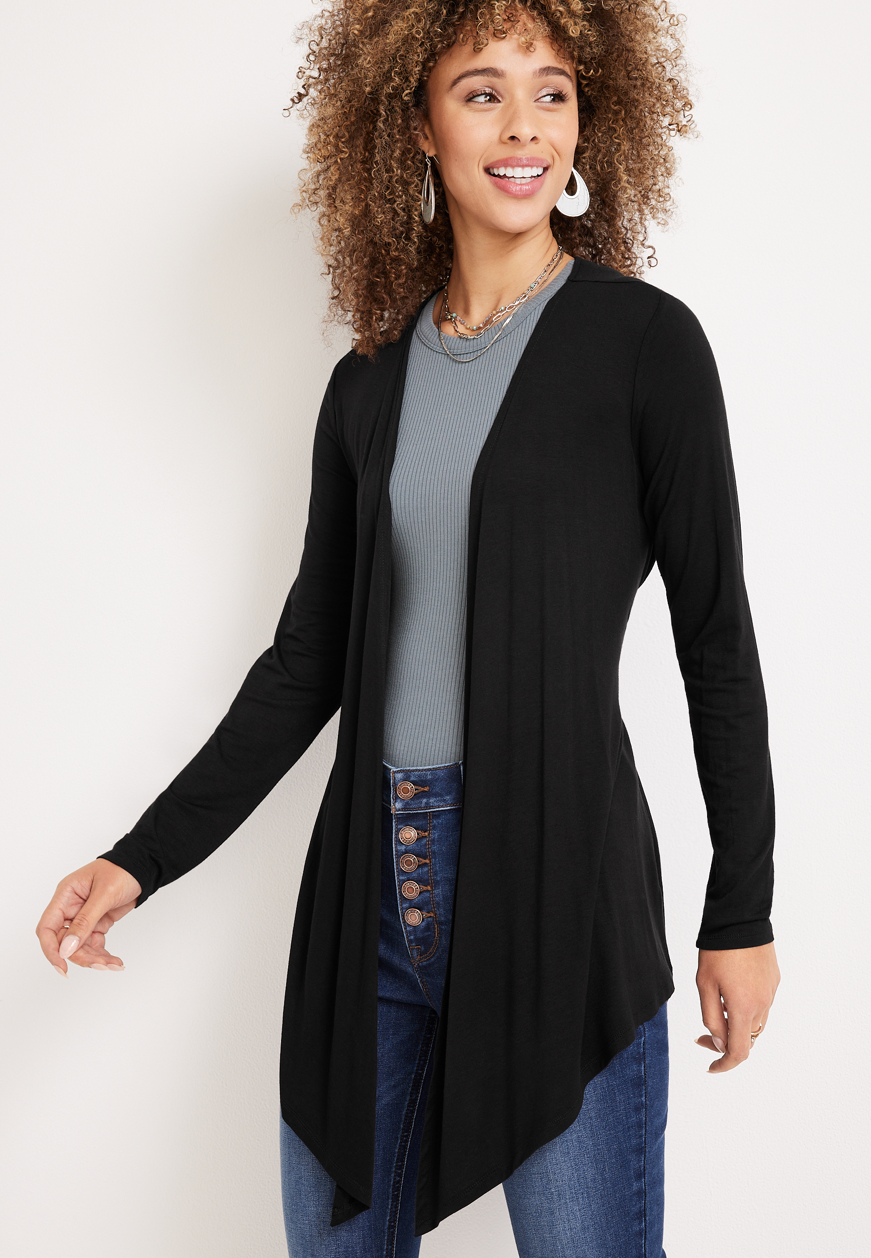Draped Wrap Long Sleeve Cardigan | maurices
