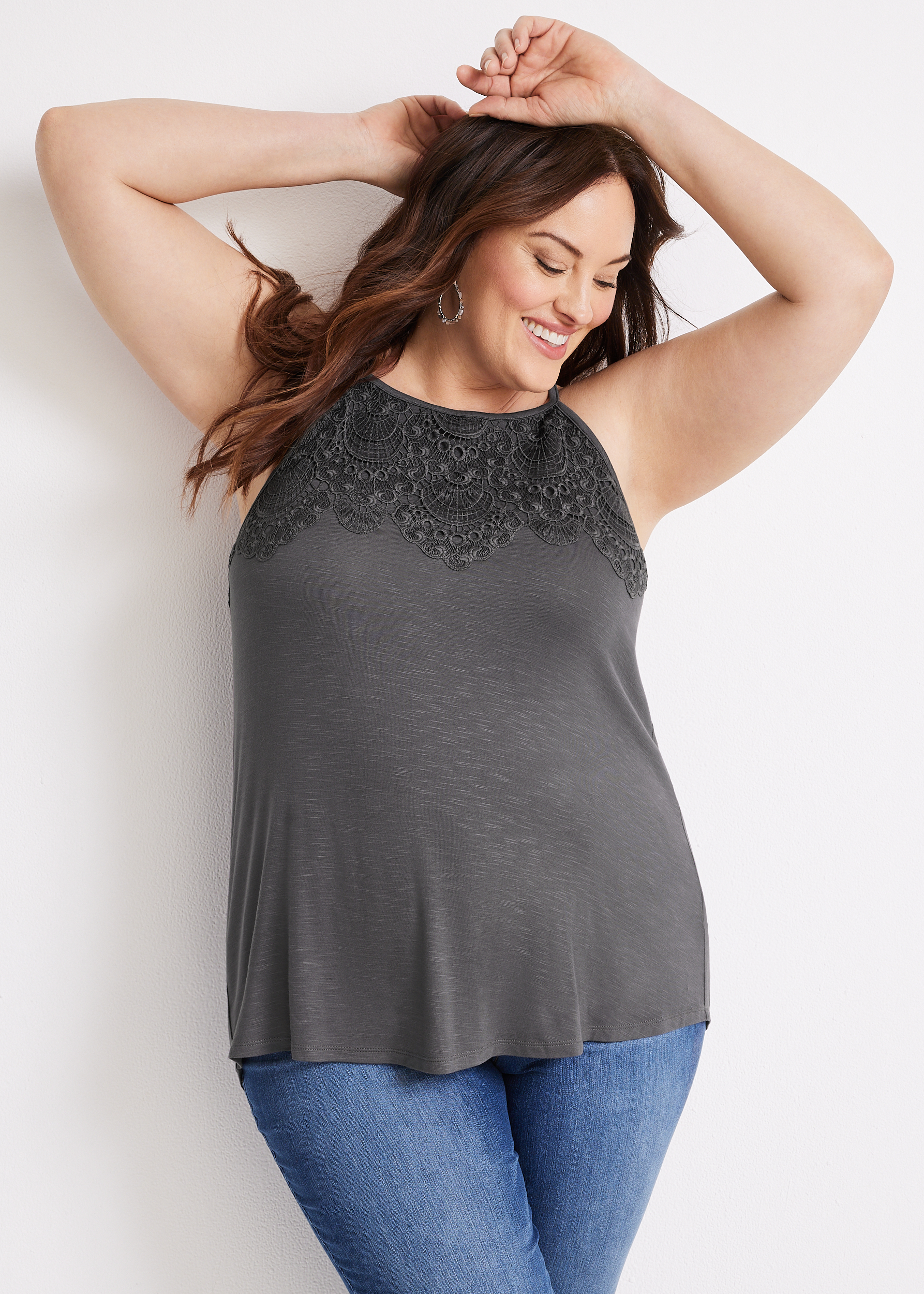 Plus Size Crochet Halter Neck Tank Top Maurices