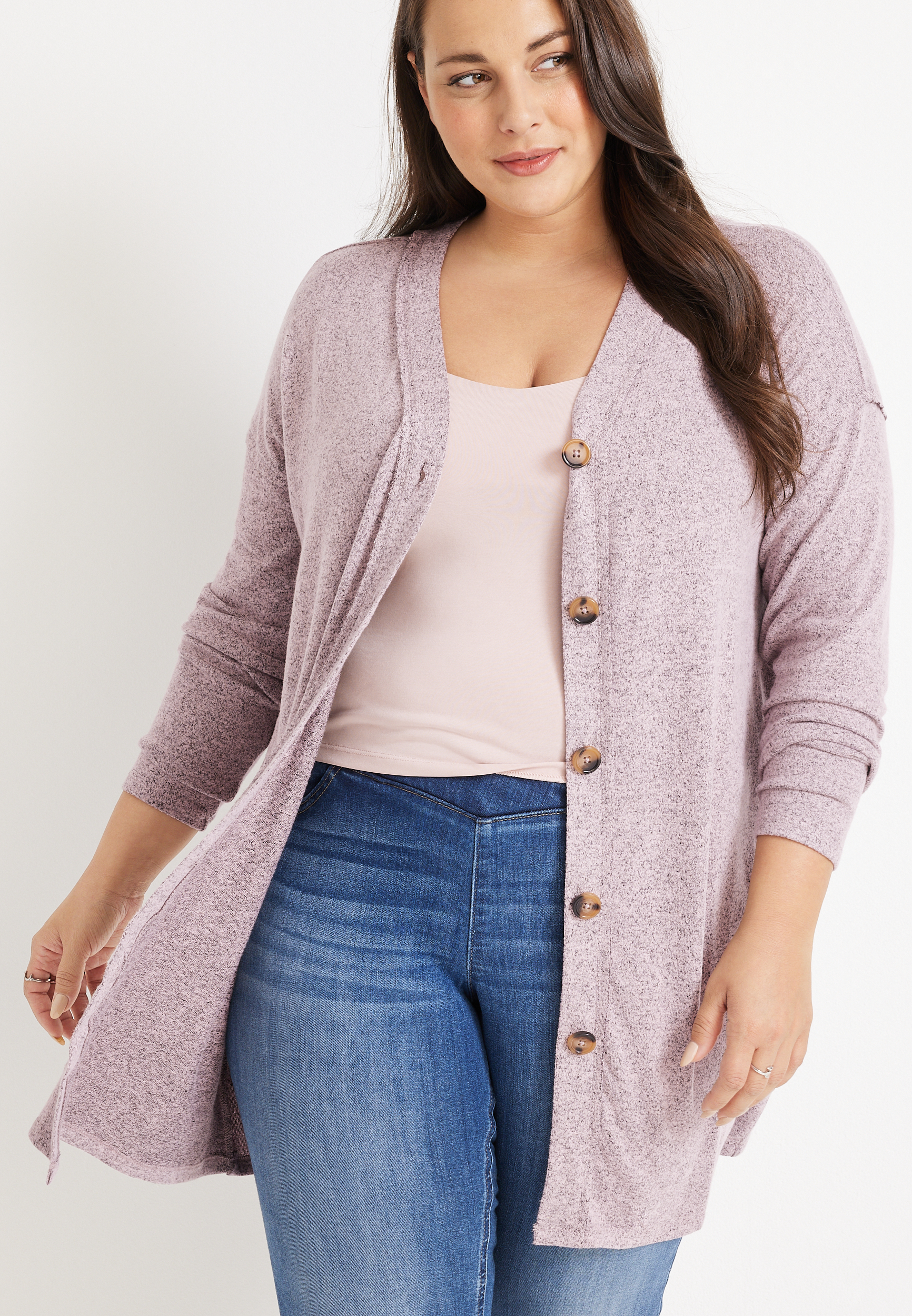 Plus Size Solid Button Cardigan | maurices