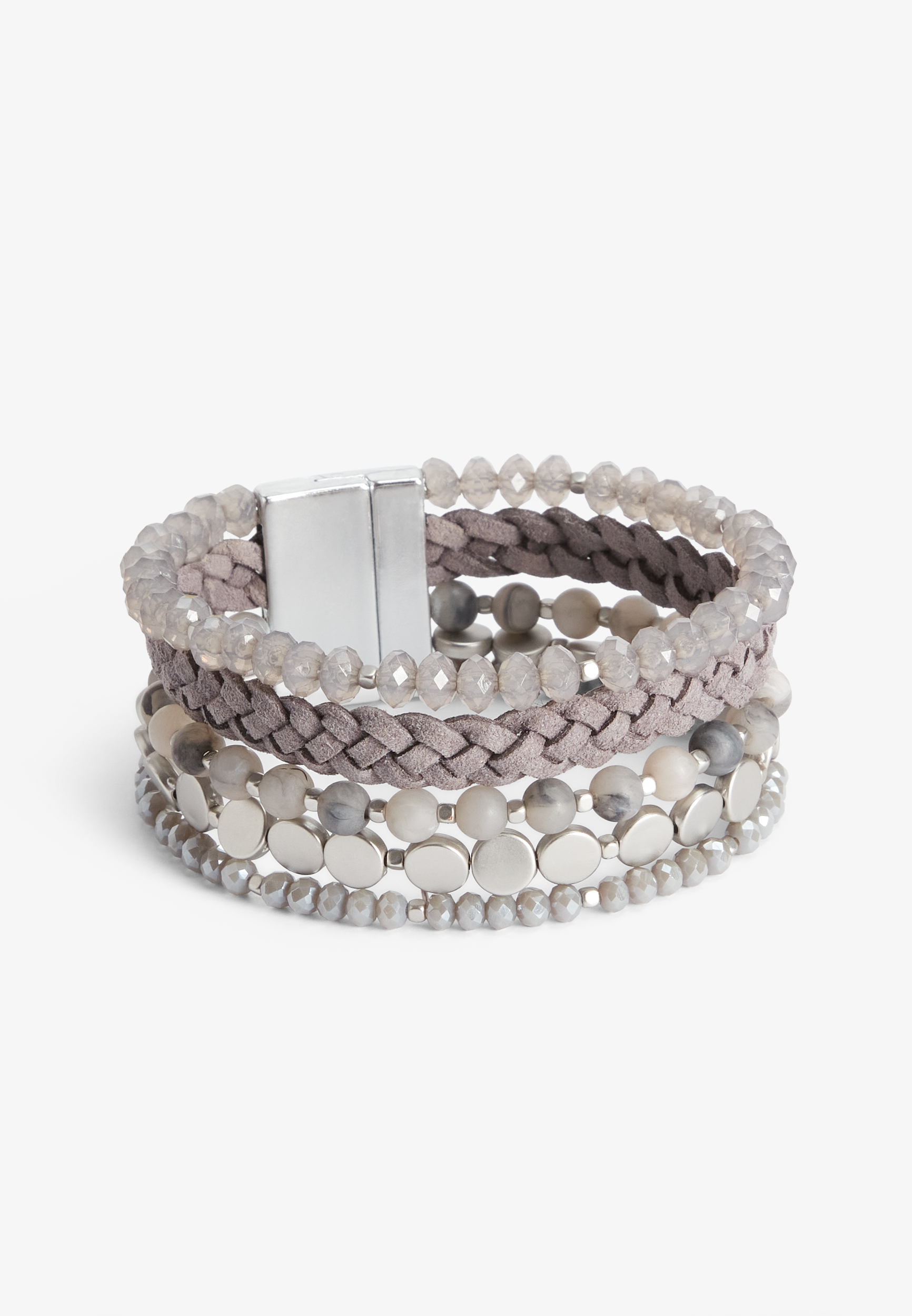 Gray Beaded Multi Row Magnetic Bracelet Maurices