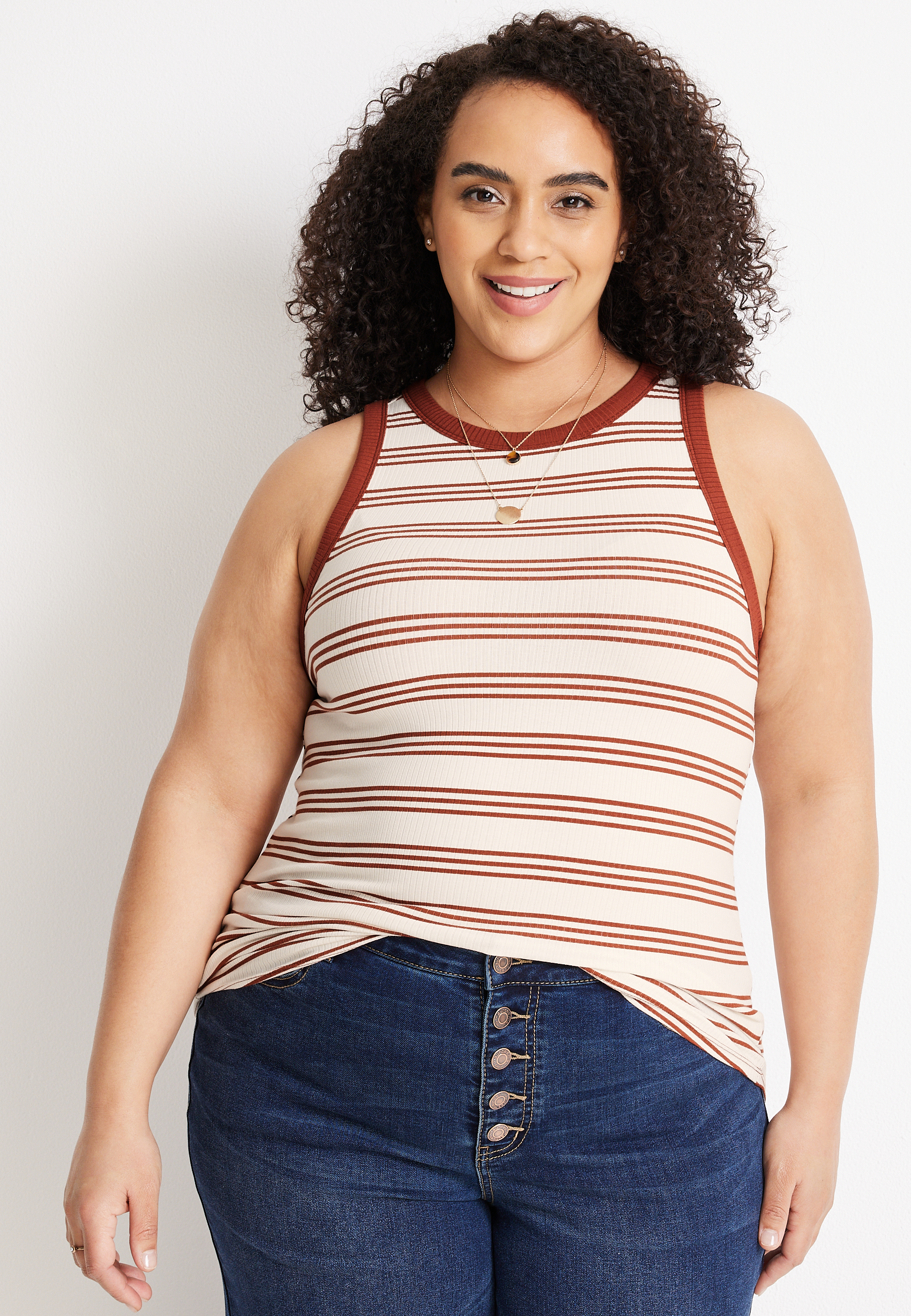 Plus Size Highline Striped Ribbed Tank Top | maurices