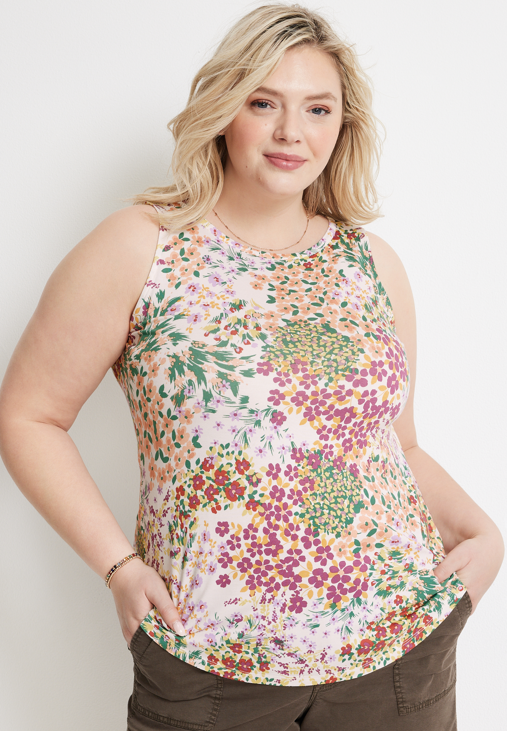 Plus Size 24/7 Mara High Neck Tank Top | maurices
