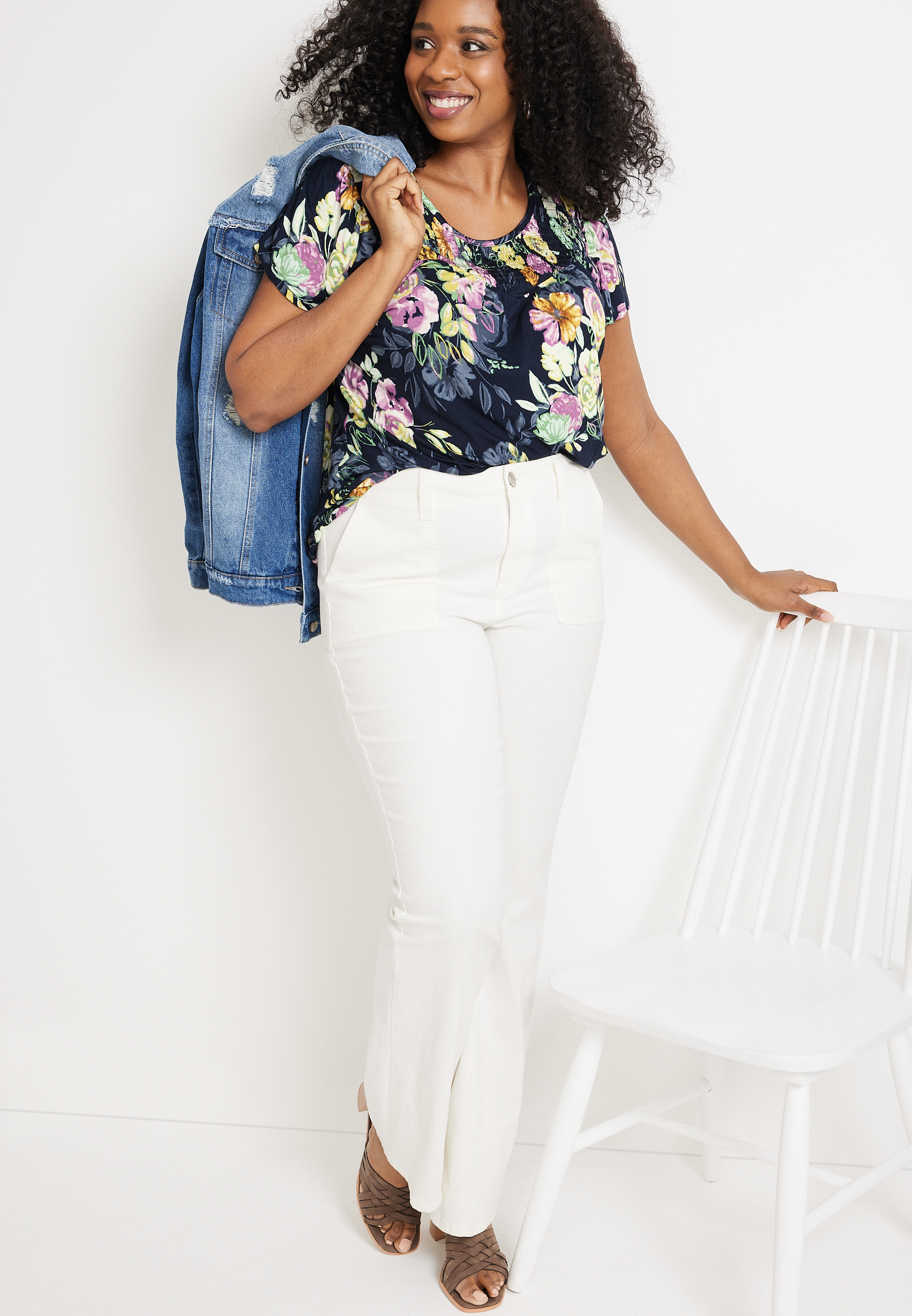 Plus Size Floral Fairlane Flutter Tee | maurices