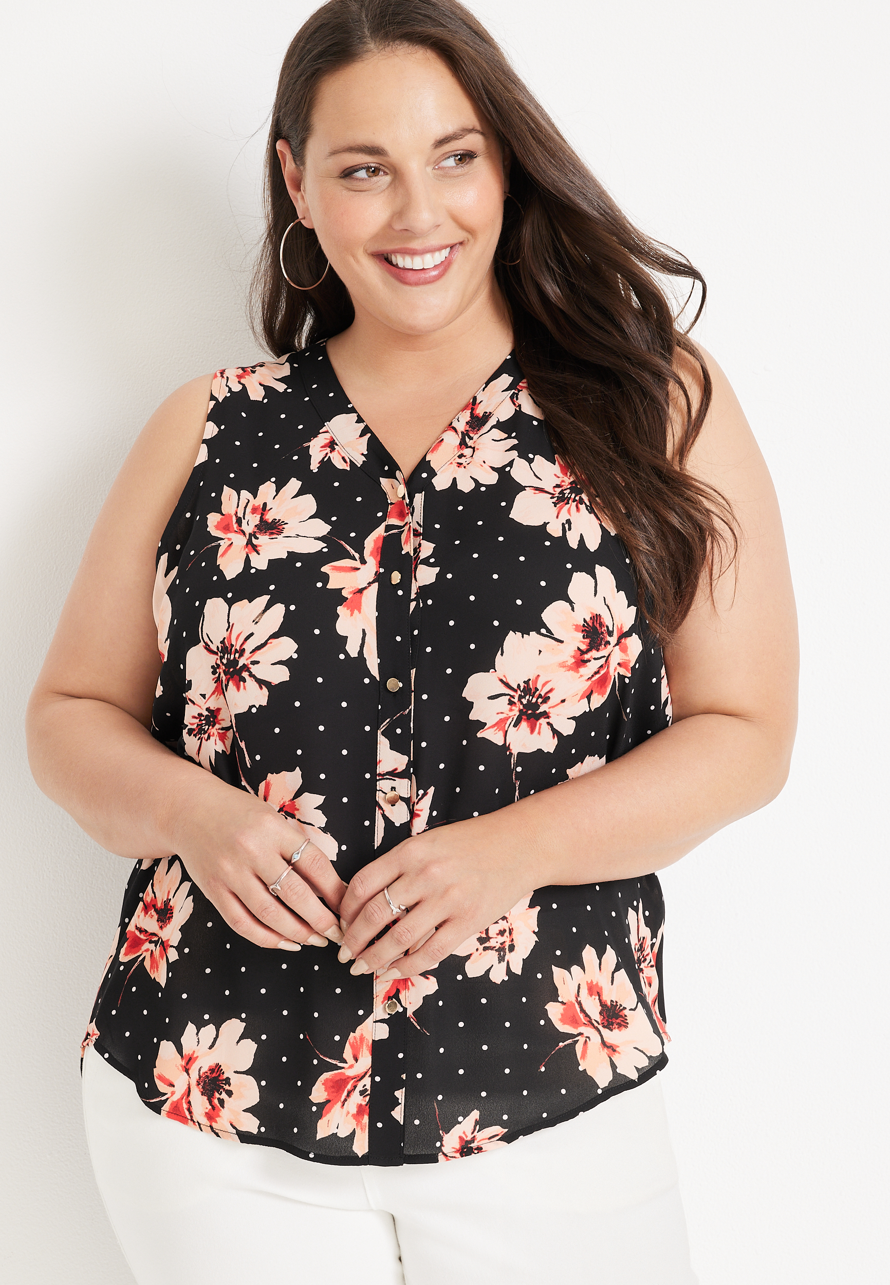 Plus Size Madison Floral Button Down Tank Top | maurices