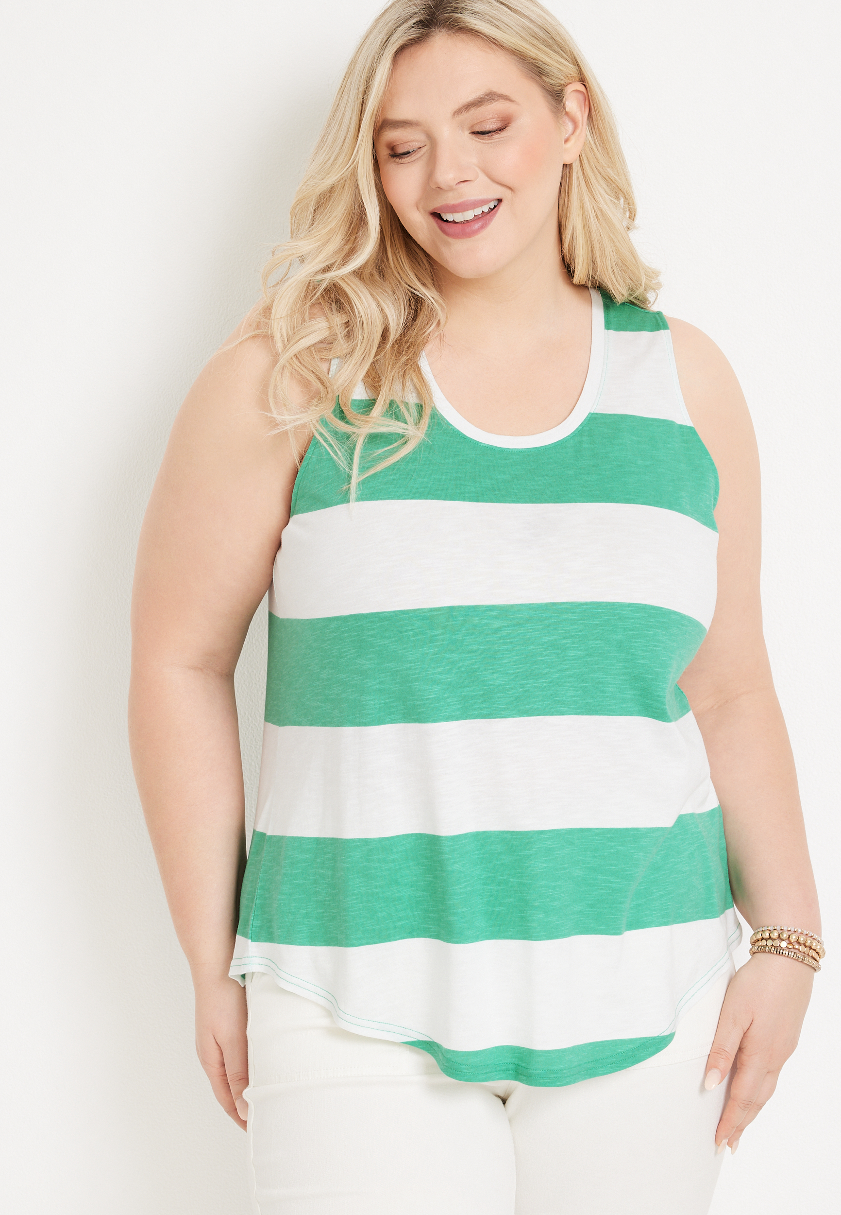 Plus Size 24/7 Melrose Striped Tank Top | maurices