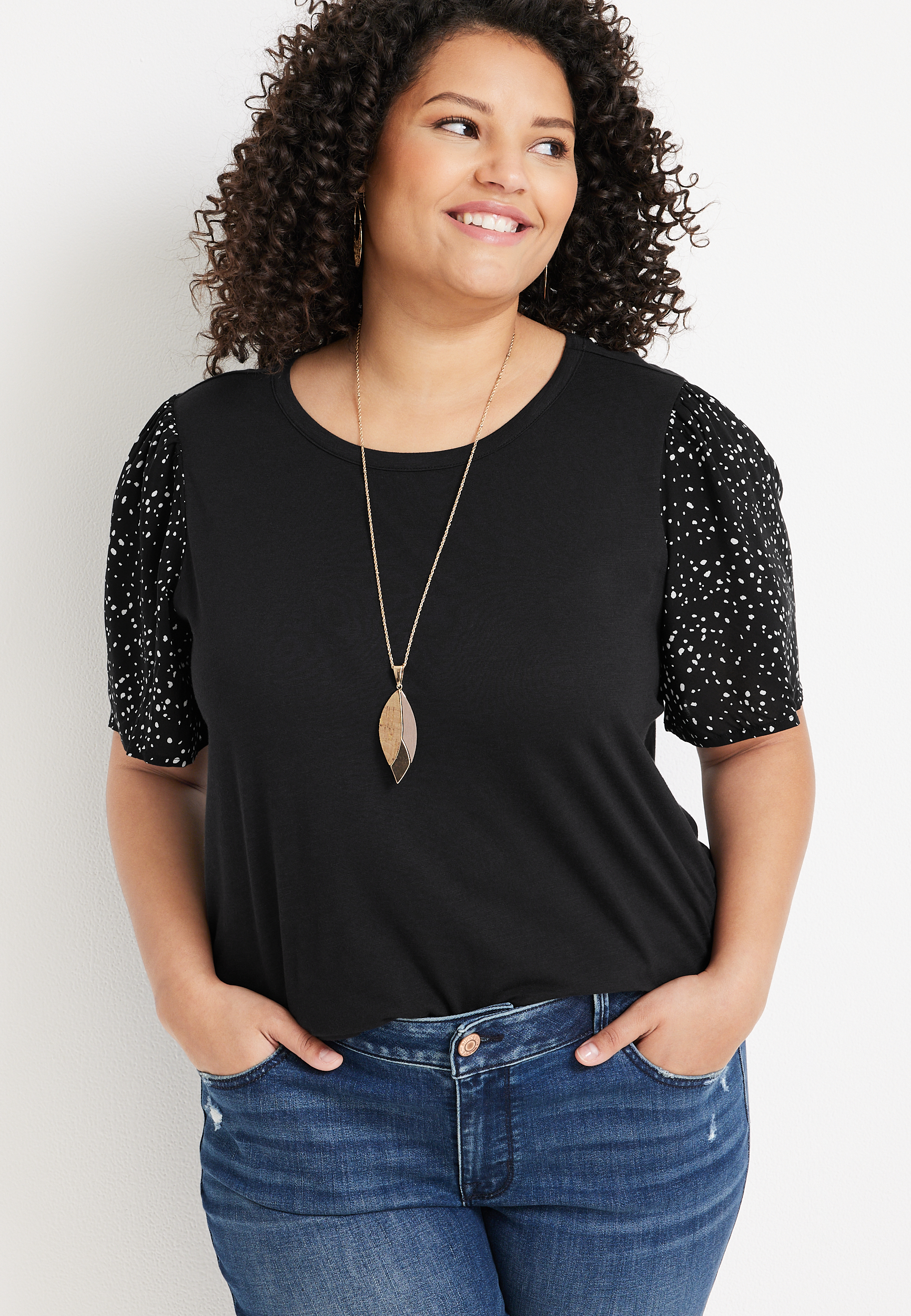 Plus Size Meadows Flutter Sleeve Tee | maurices