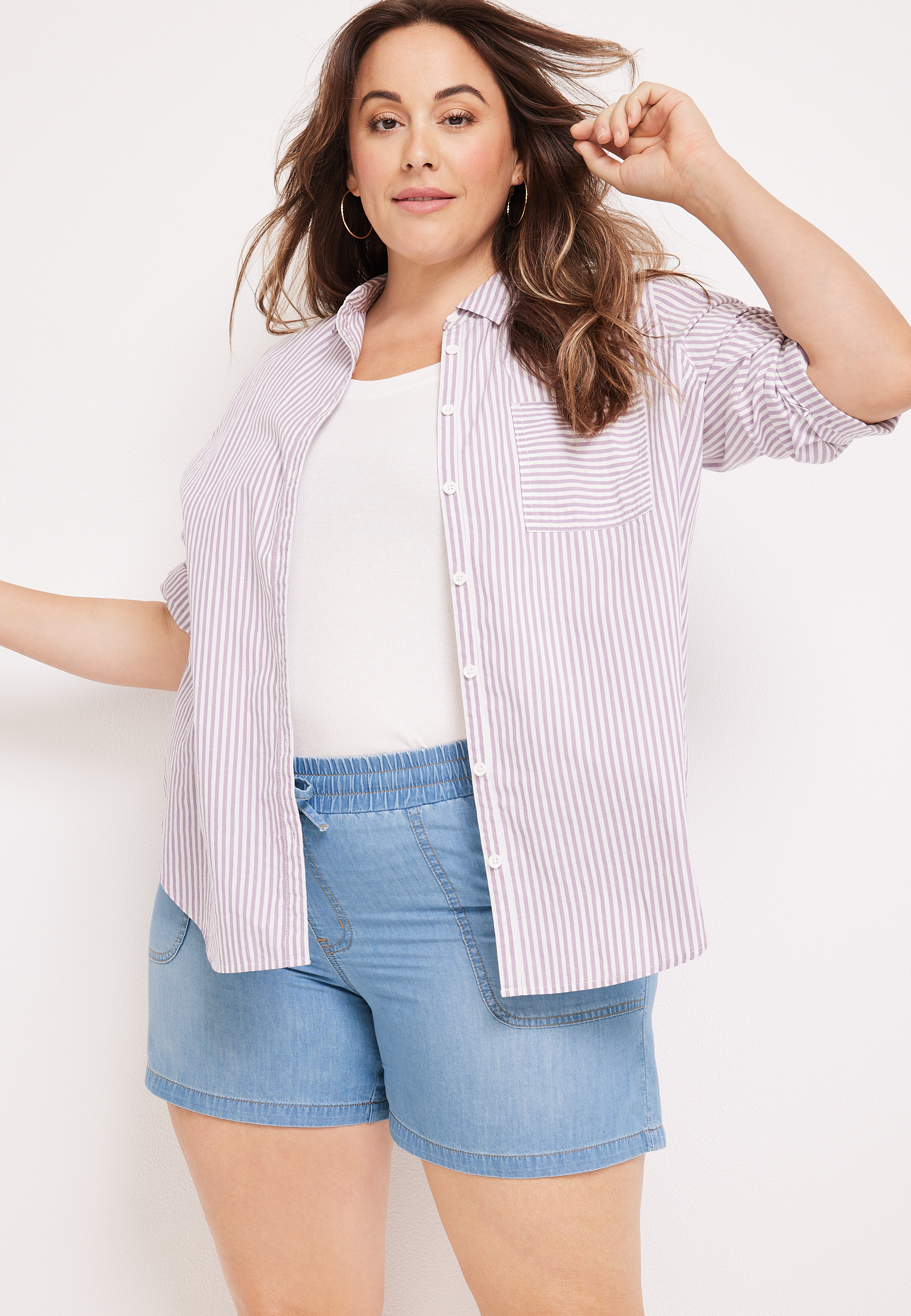 Plus Size m jeans by maurices™ Dockside Chambray Nonstretch High Rise ...