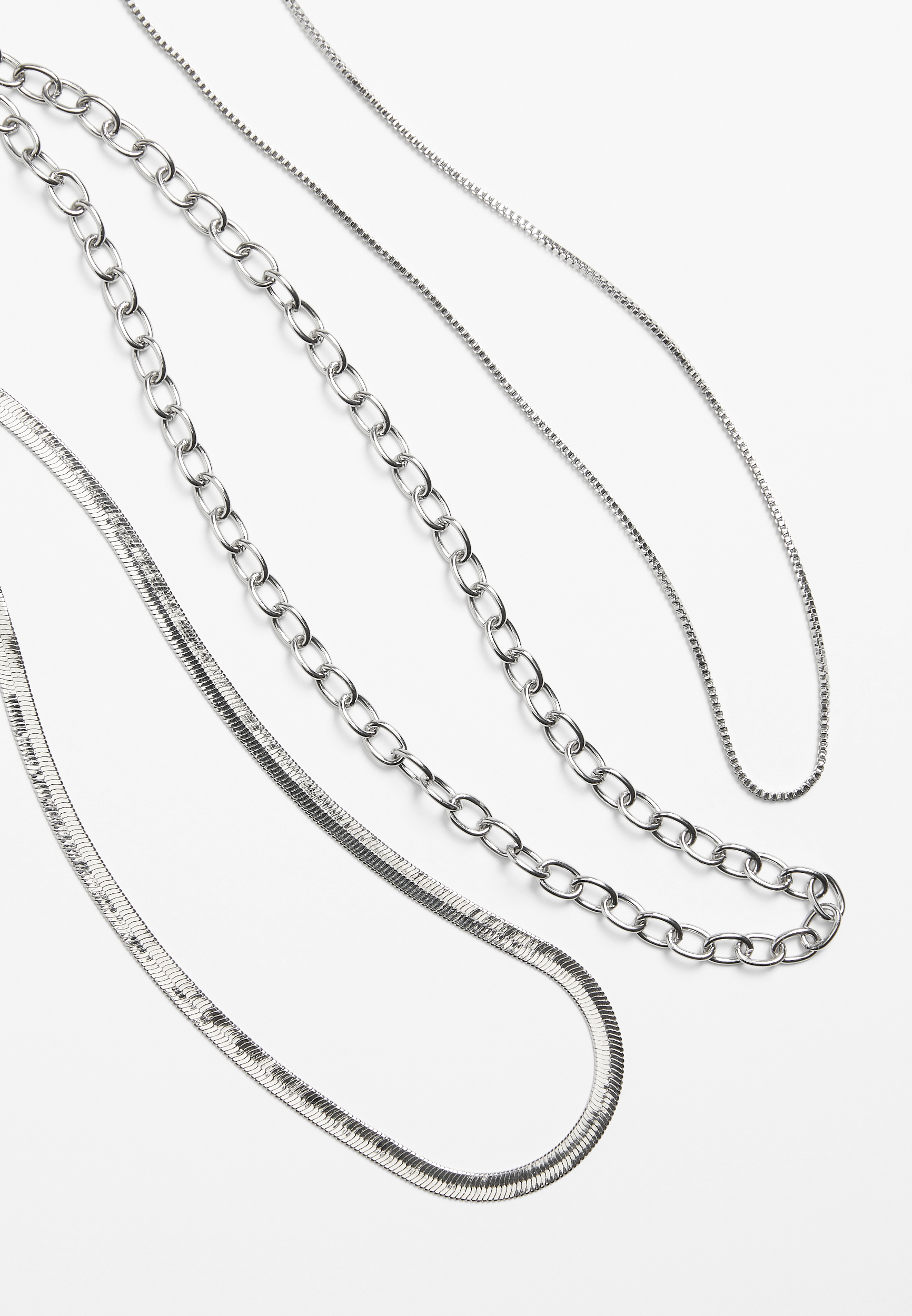 3 Pack Silver Chain Necklace Set | maurices