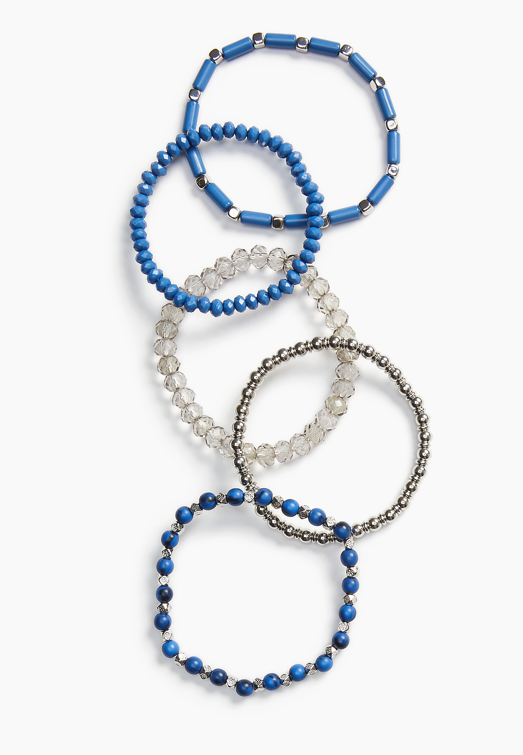 5 Piece Blue Beaded Stretch Bracelet Set Maurices