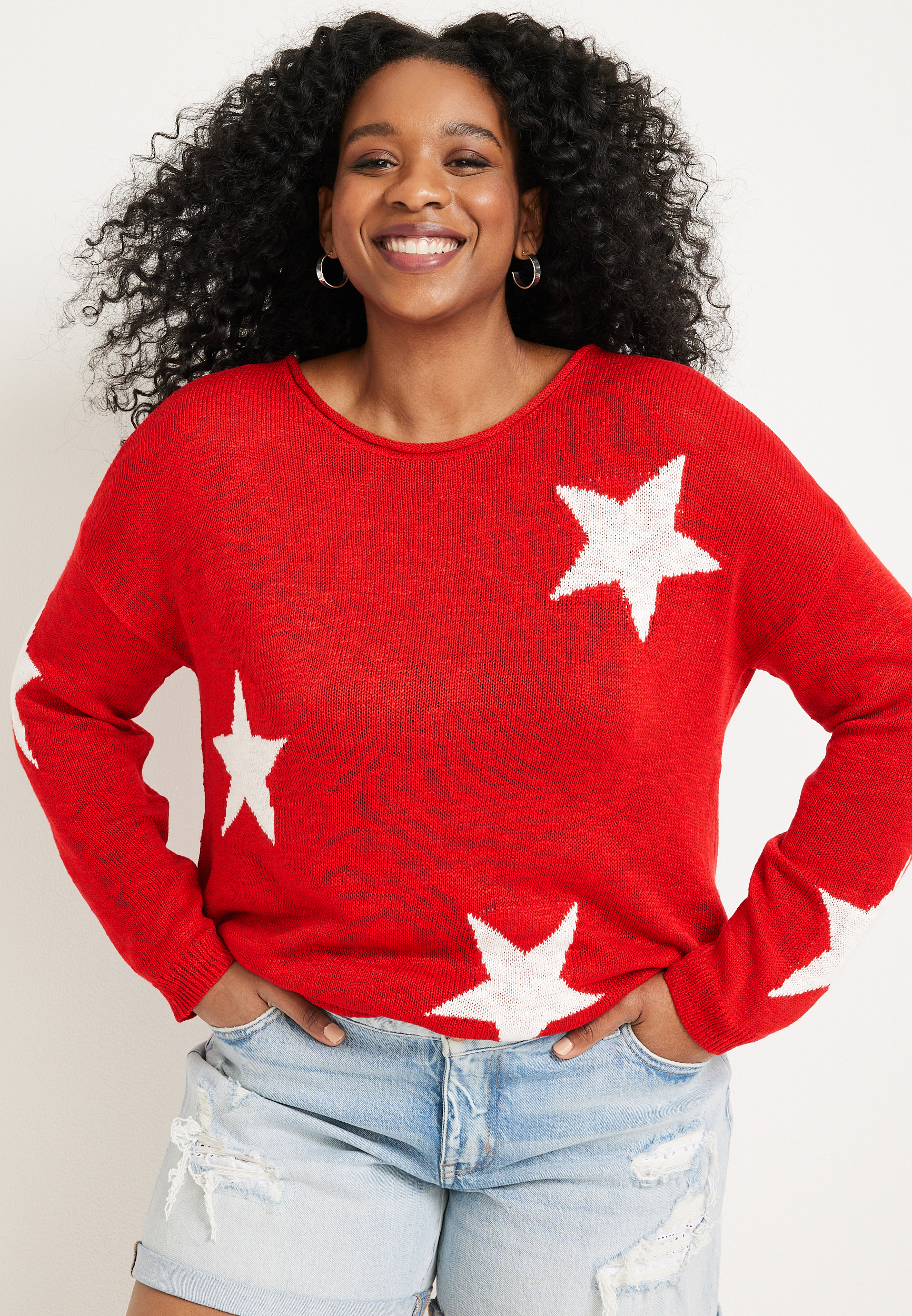 Plus Size Star Tie Back Sweater | maurices
