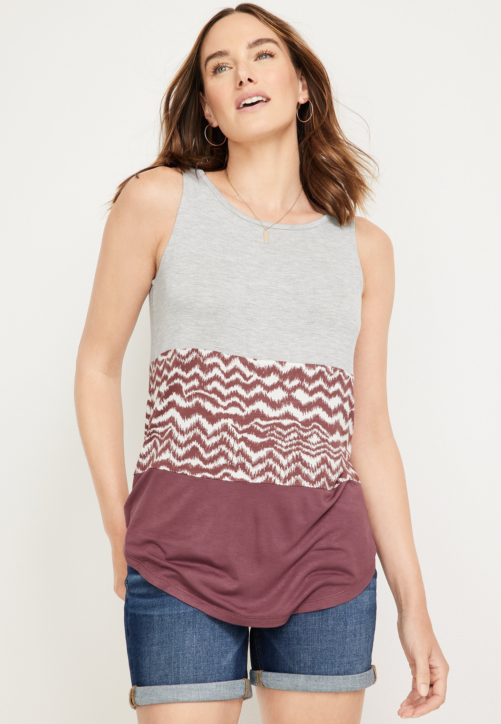 24/7 Mara Colorblock High Neck Tank Top | maurices