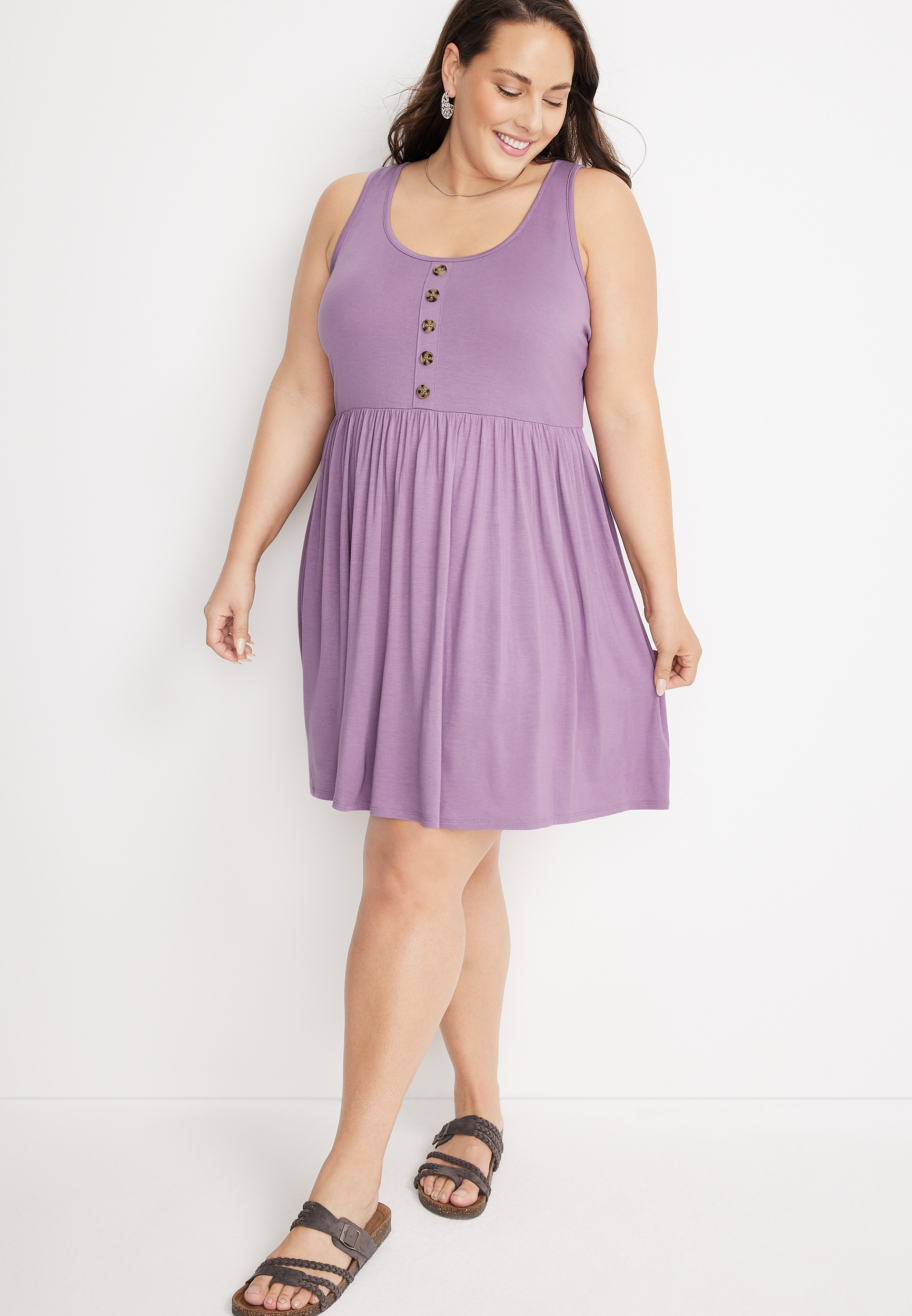 Plus Size 24/7 Button Front Mini Dress | maurices