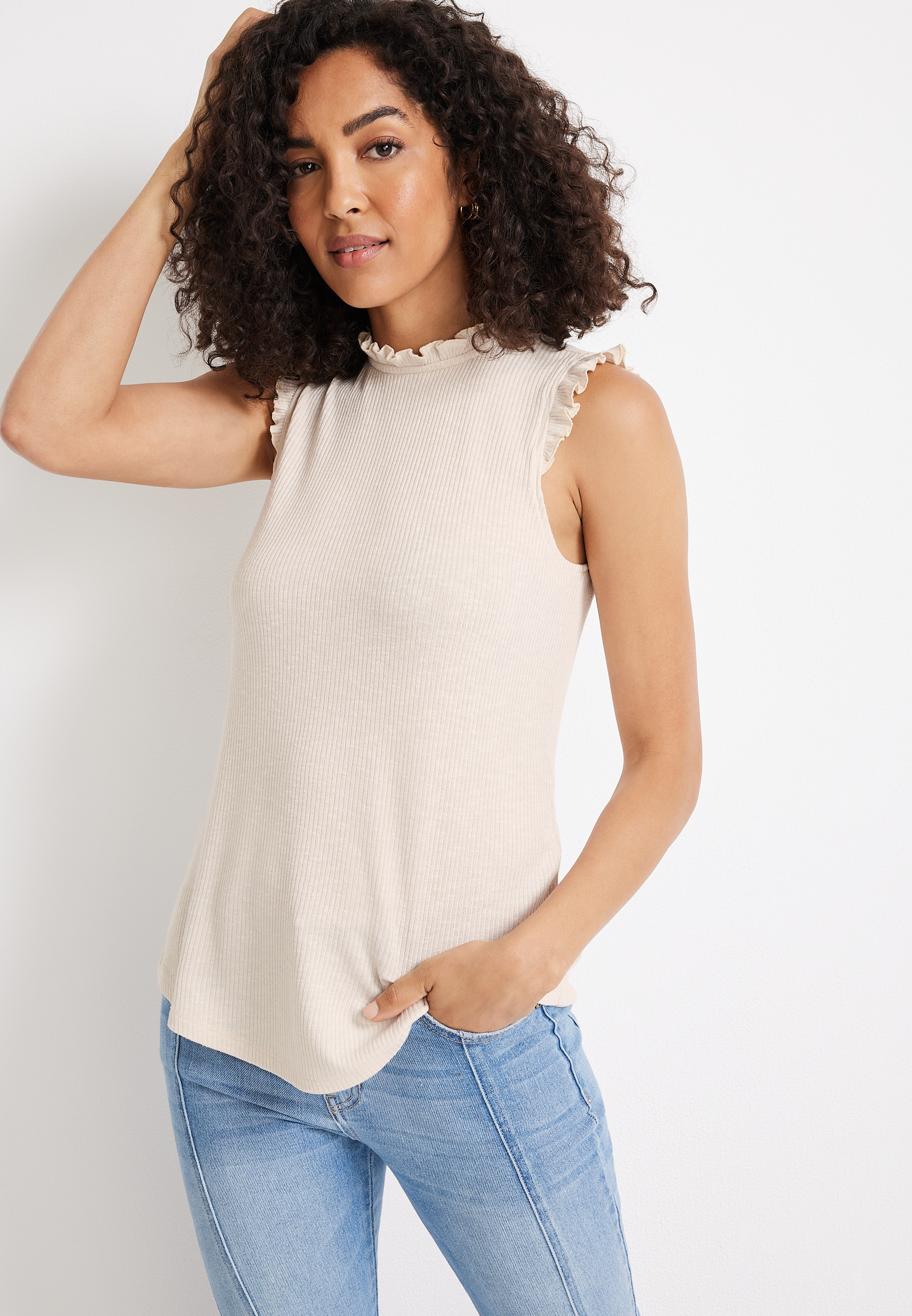 Vineyard Ruffle Trim Tank | maurices