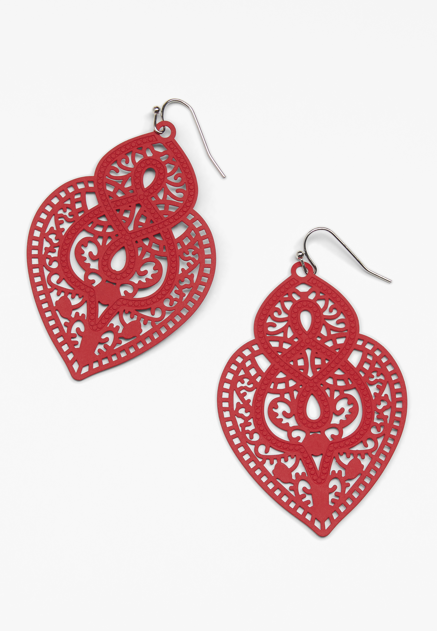 Red Laser Cut Out Drop Earrings | maurices
