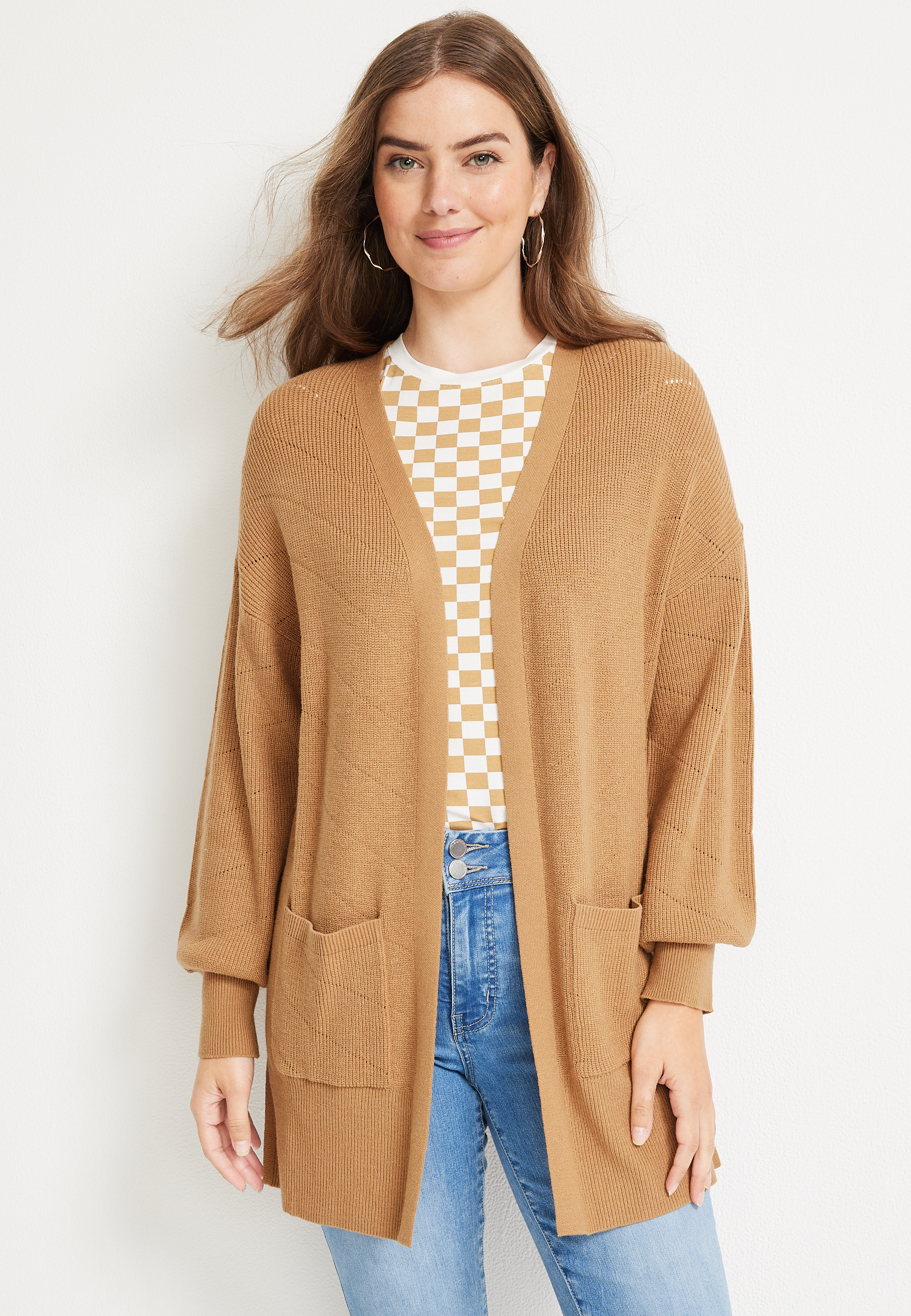 Drop Shoulder Open Front Cardigan | maurices