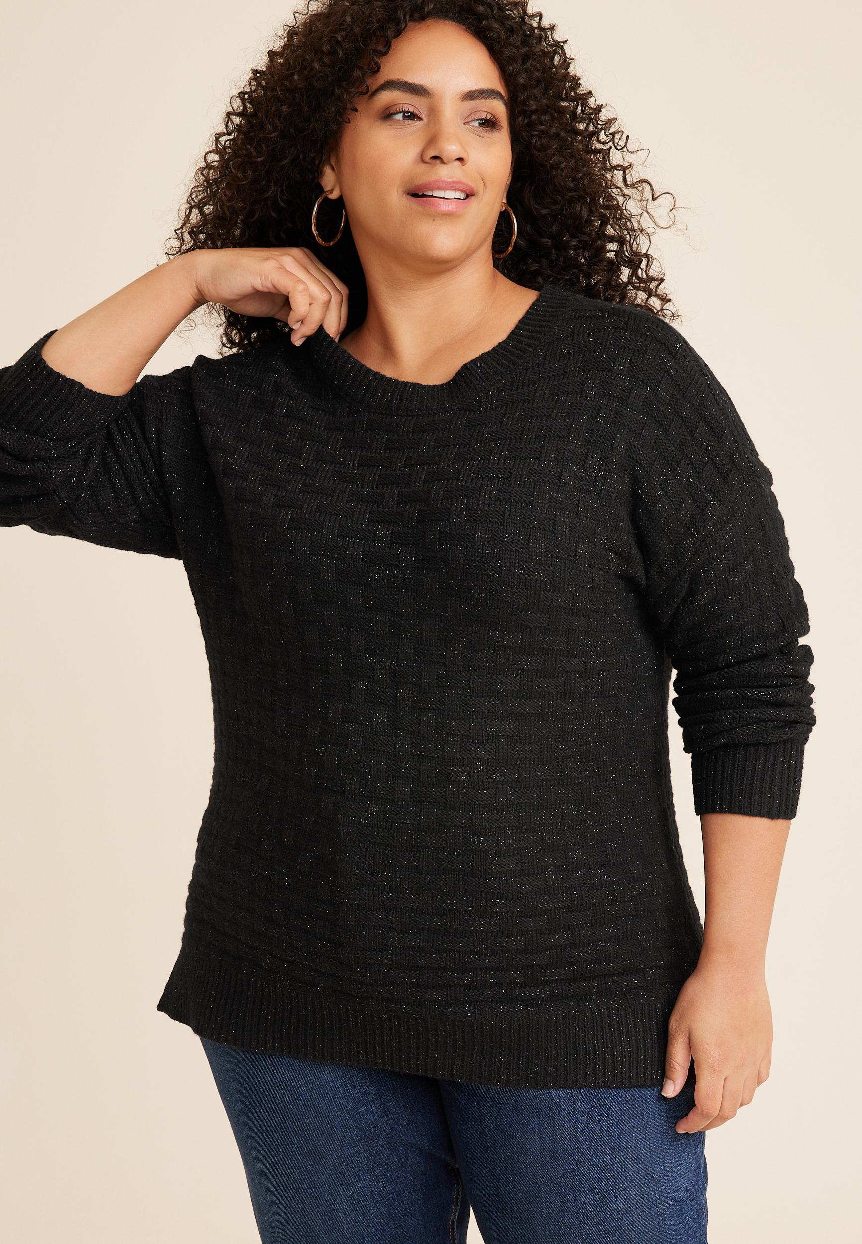 Plus Size Lurex Knit Sweater | maurices