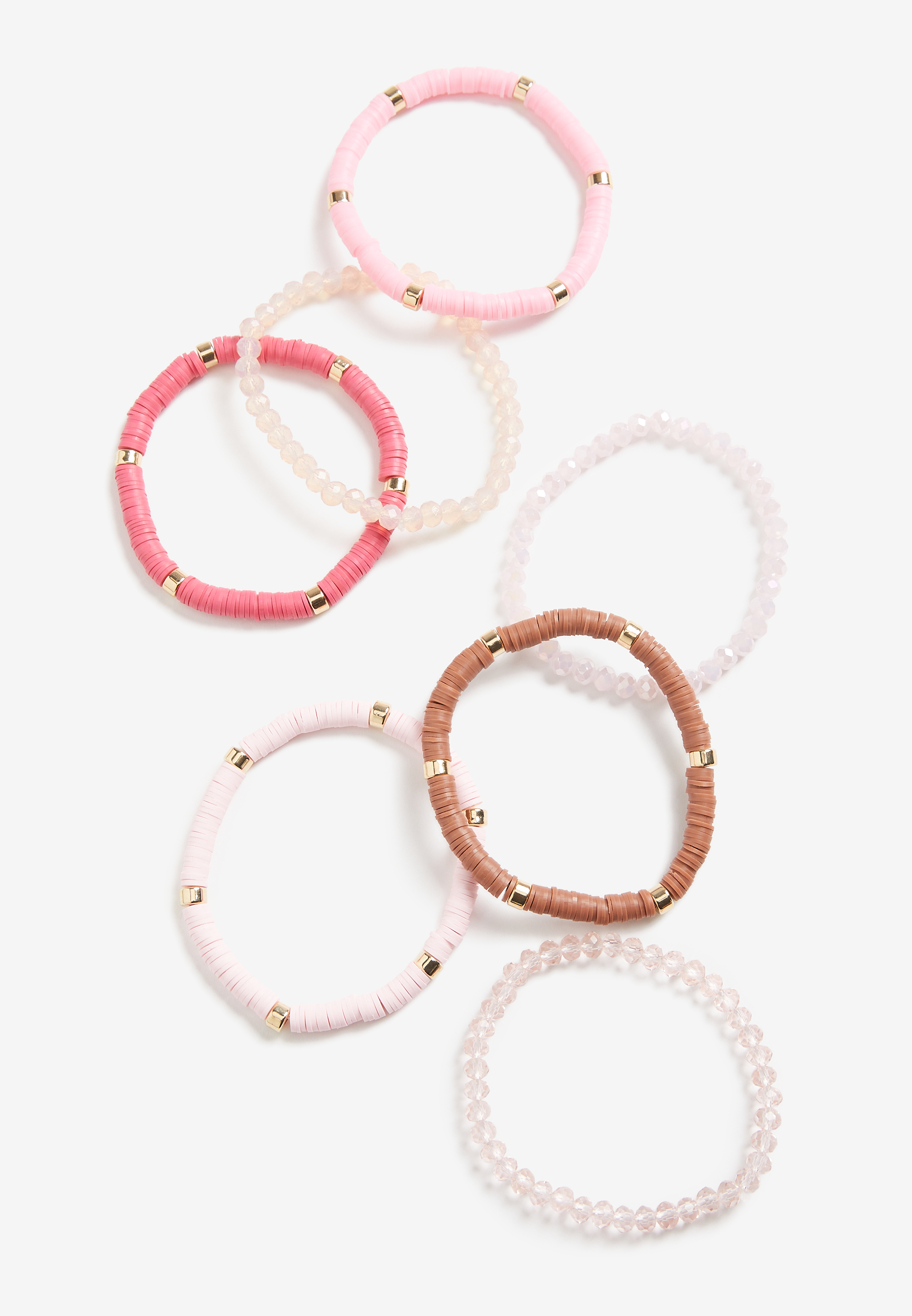 7 Piece Pink Beaded Stretch Bracelet Set Maurices