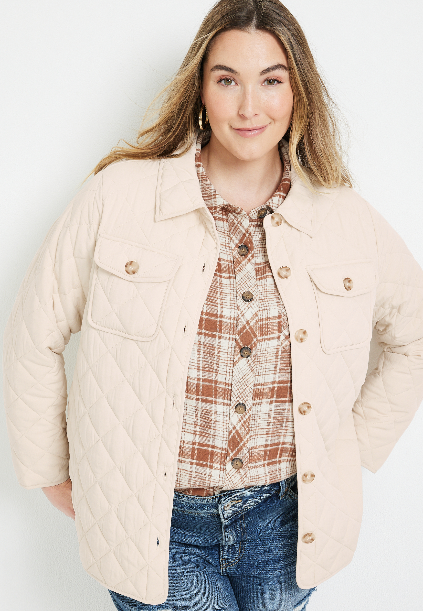 Plus Size Quilted Shacket | maurices