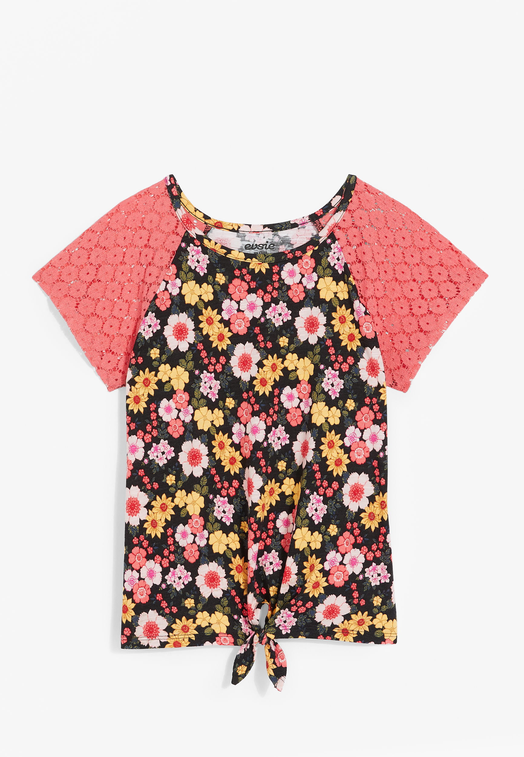 Girls Floral Front Tie Blouse | maurices