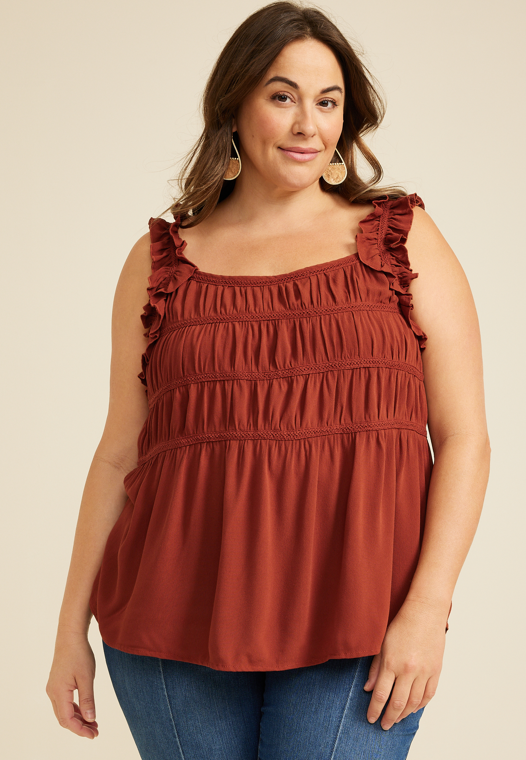 Plus Size Ruffle Strap Swing Tank Top Maurices