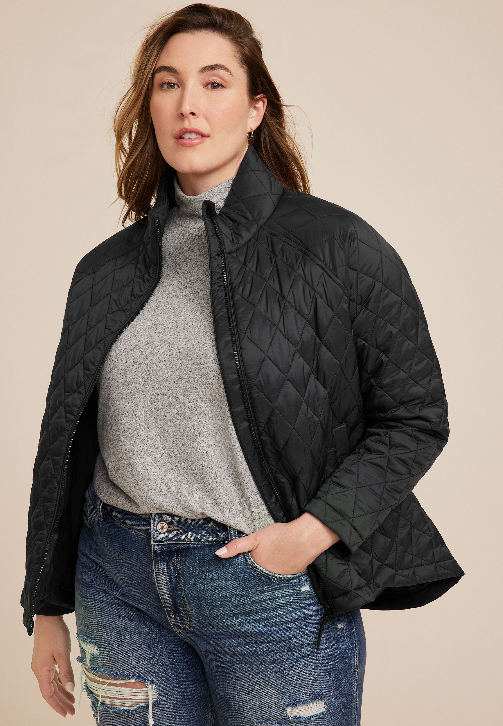 Plus Size Short Ripstop Puffer Jacket | maurices