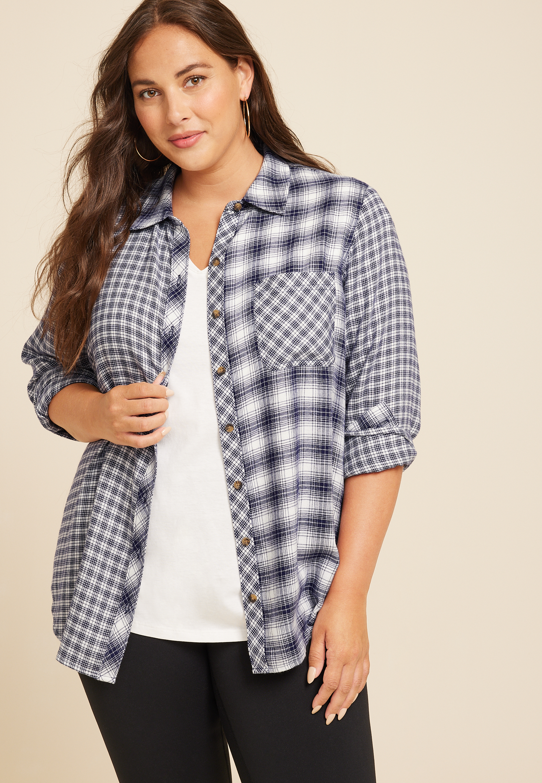 Women's Plus Size Plaid & Button Down Shirts | maurices