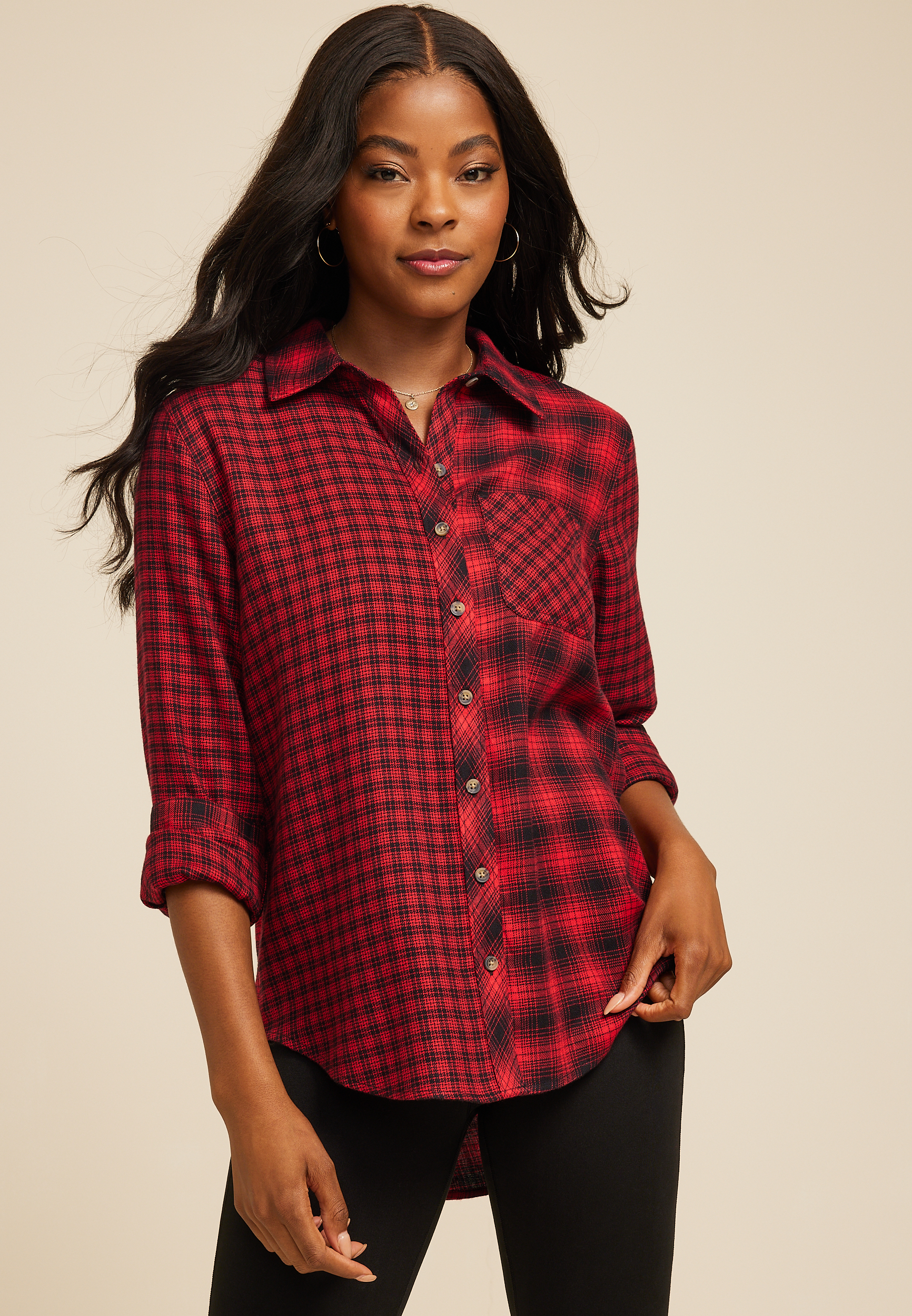 Red Plaid & Button Down Shirts | maurices